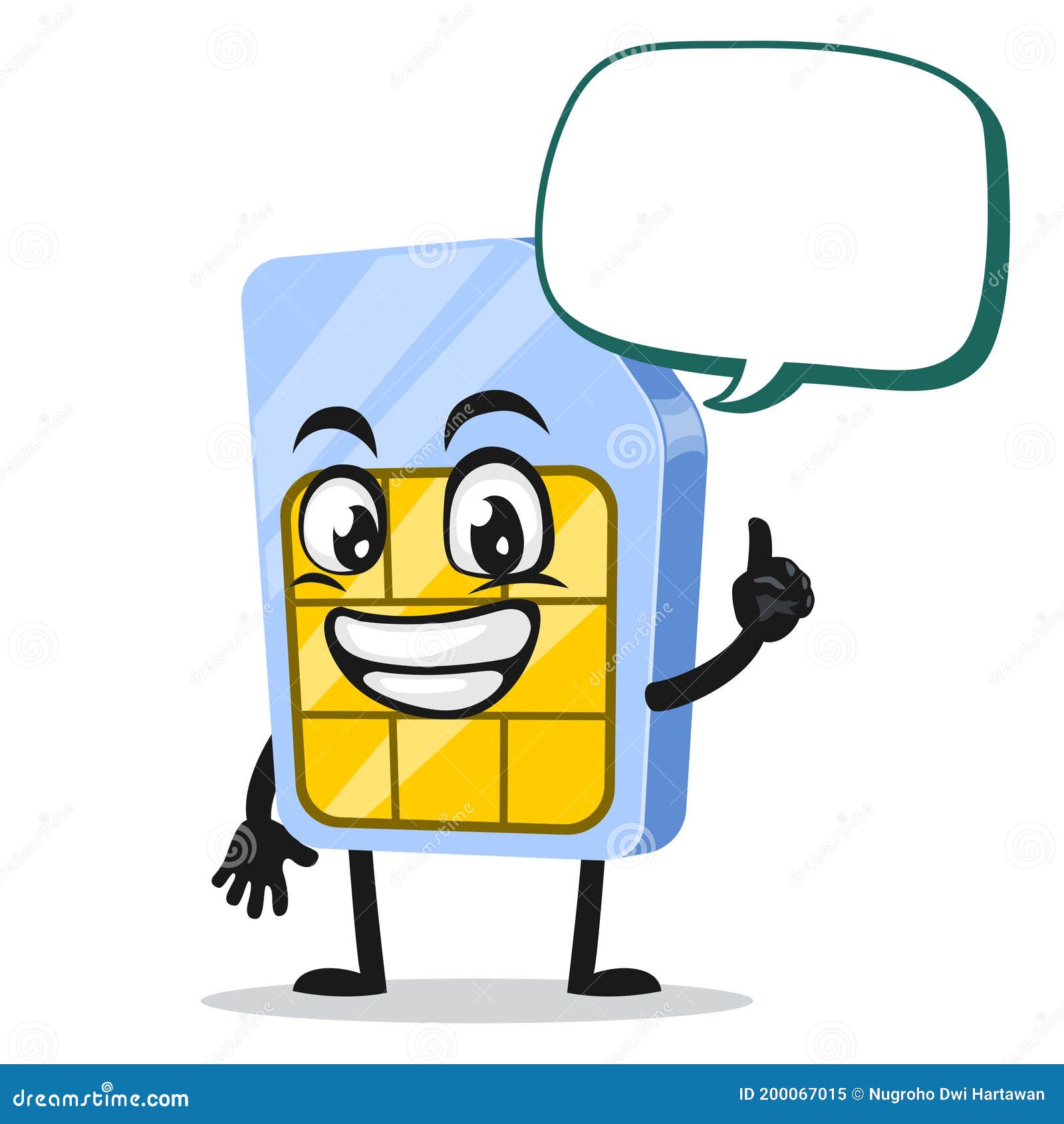 Vector Illustration of Sim Card Mascot or Character Stock Vector ...