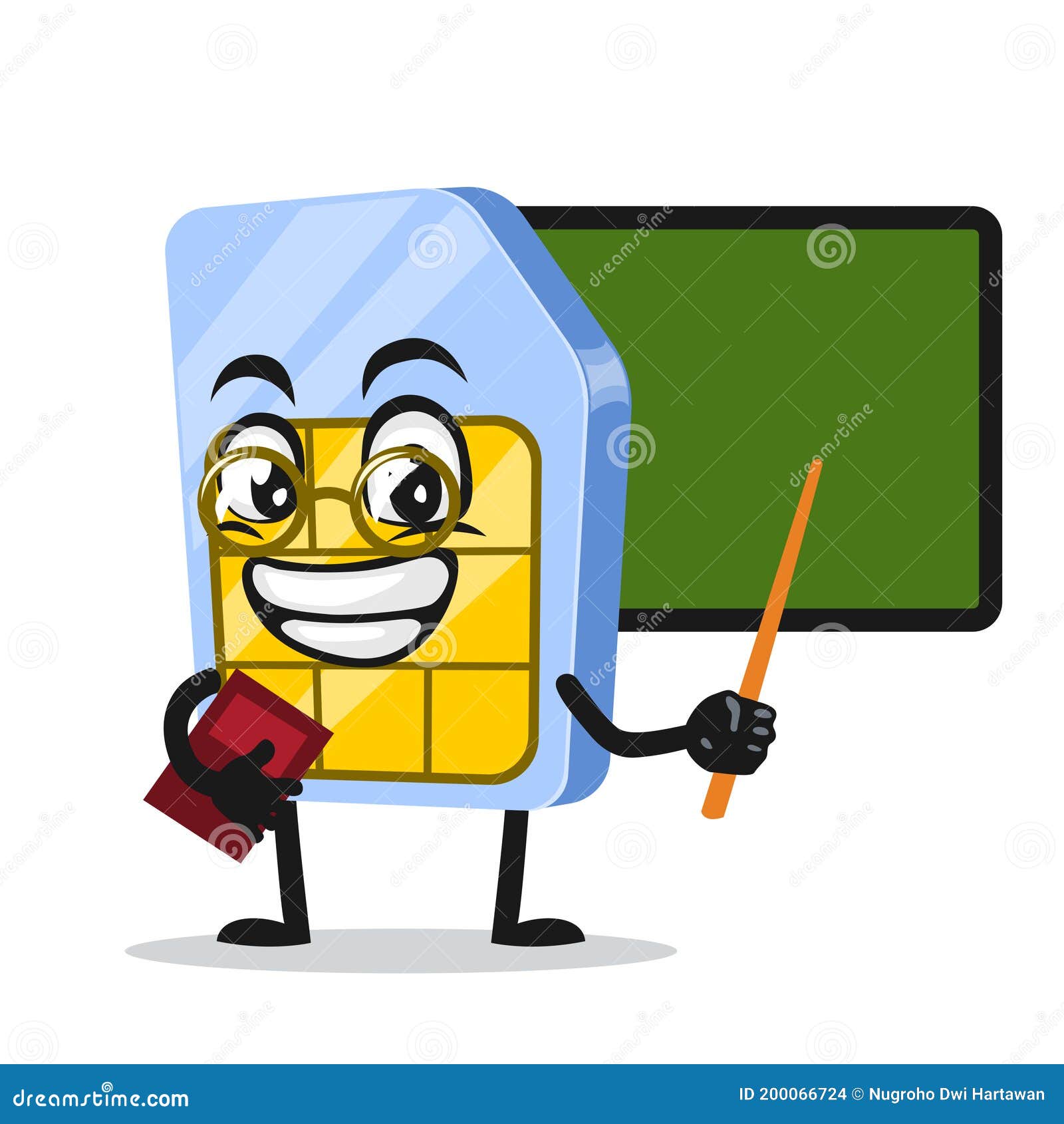 Vector Illustration of Sim Card Mascot or Character Stock Vector ...