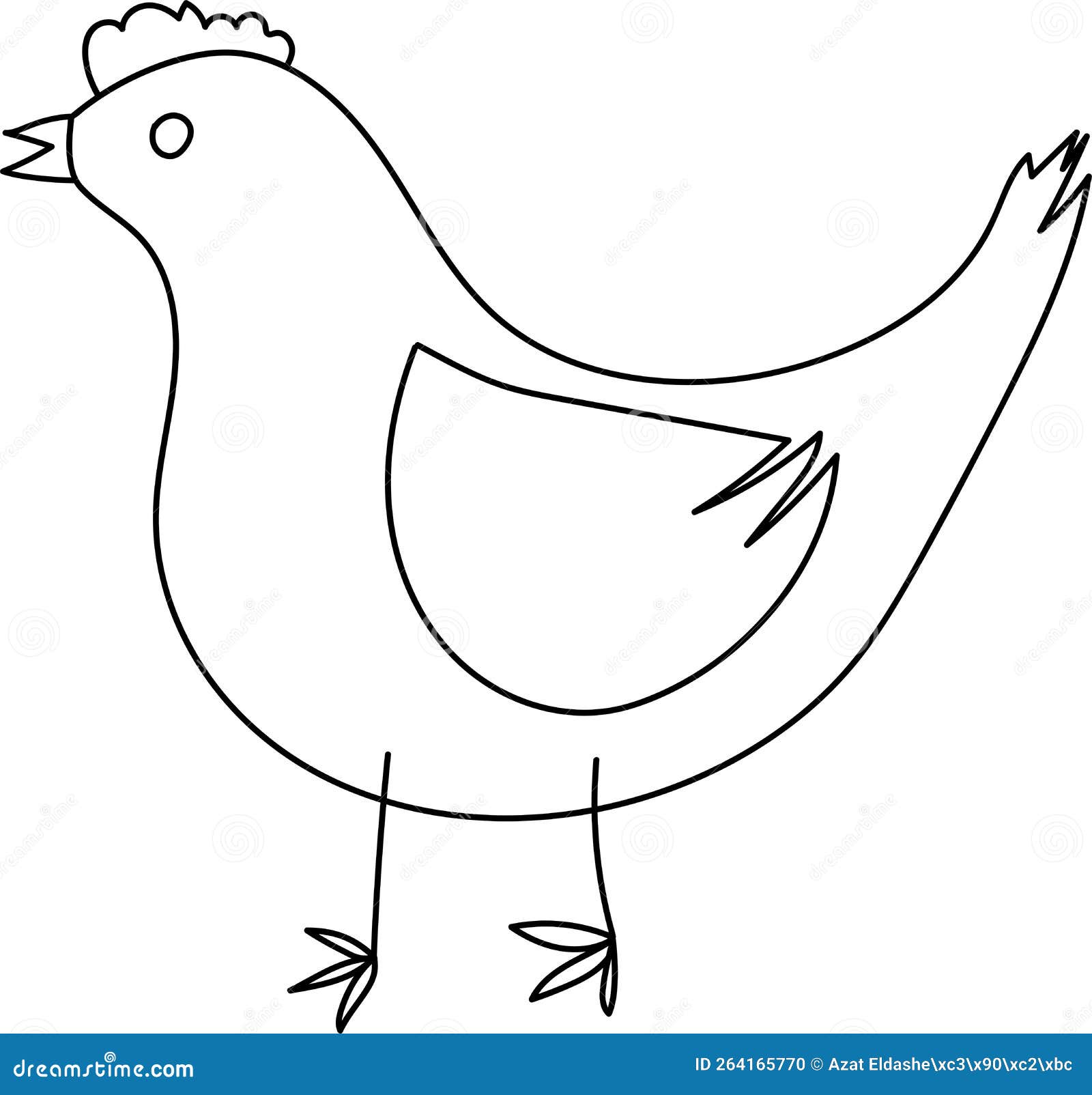 Vector Illustration of a Black Outline Chicken Stock Vector ...
