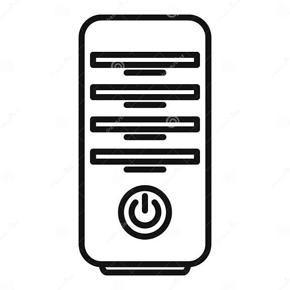 Vector Illustration of a Simple Computer Tower with Power Button ...