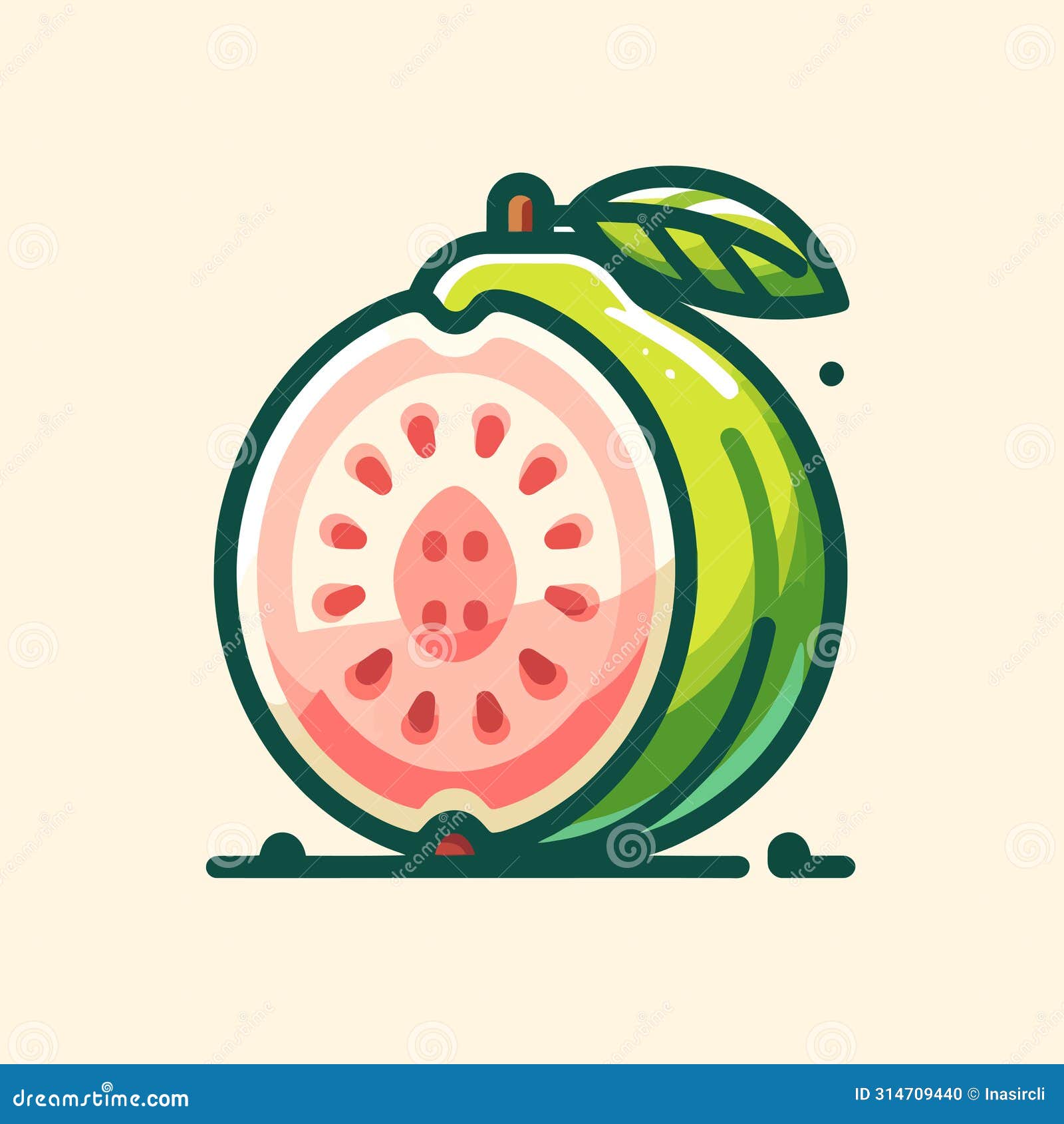 Vector Illustration of a Simple Guava Stock Vector - Illustration of ...