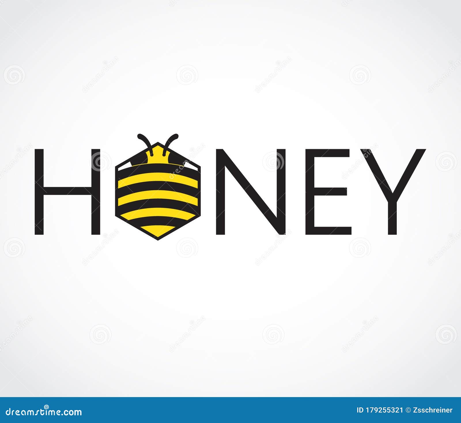Simple Honey Label with Stylized Bee Shape Stock Vector - Illustration ...