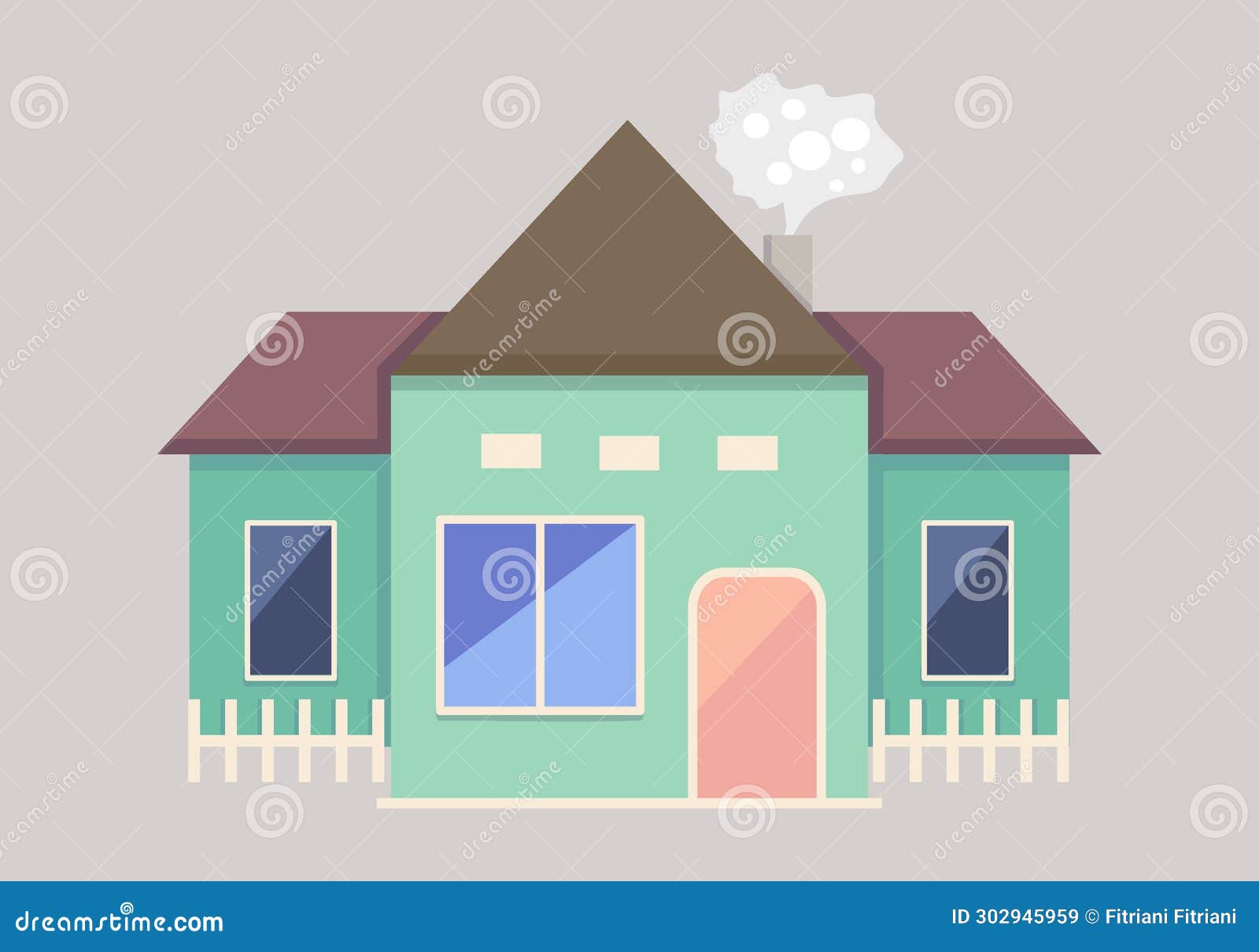Vector Illustration of Simple House Front View in Cartoon Style. Stock ...