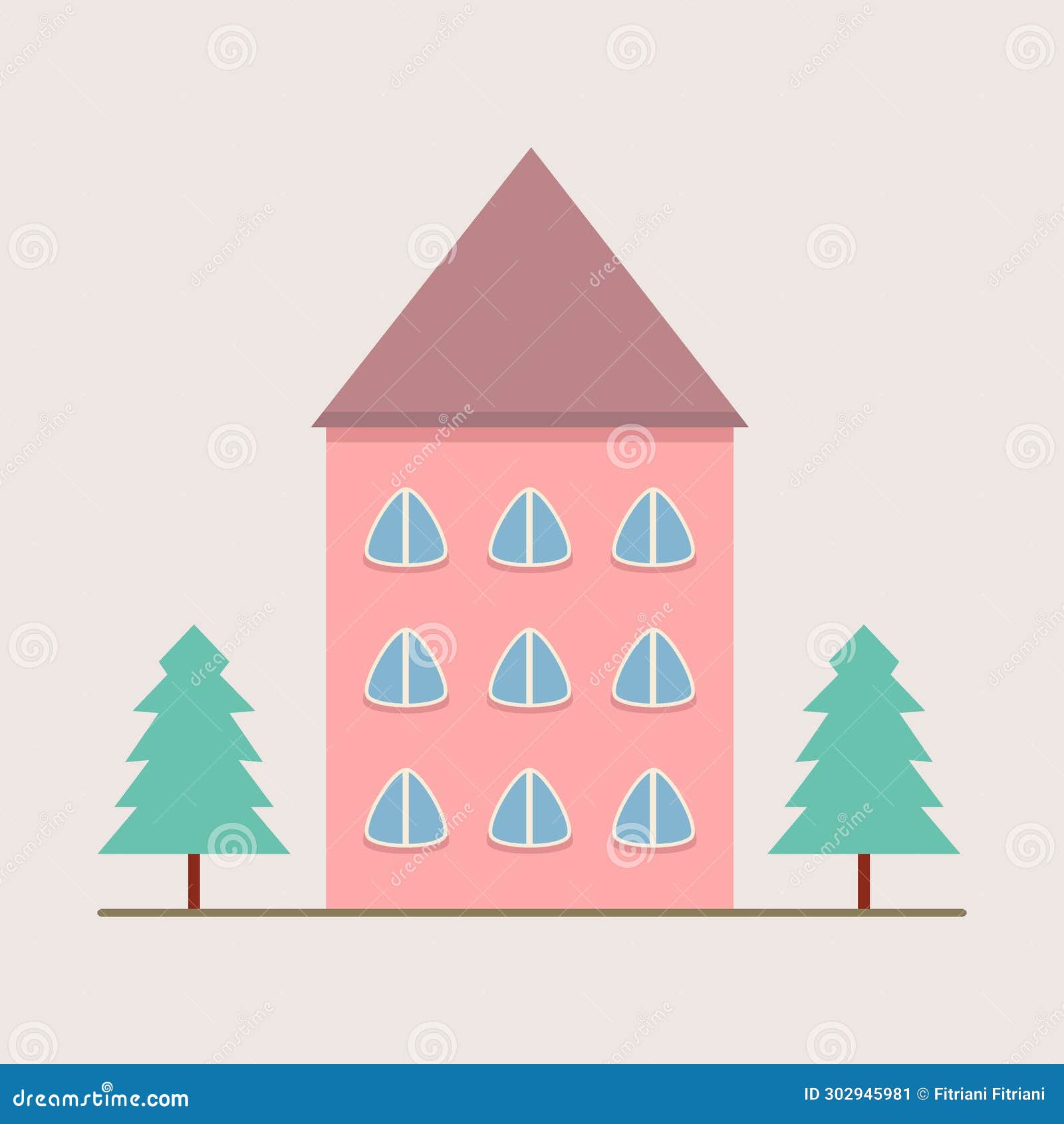 Vector Illustration of Simple House Front View in Cartoon Style. Stock ...