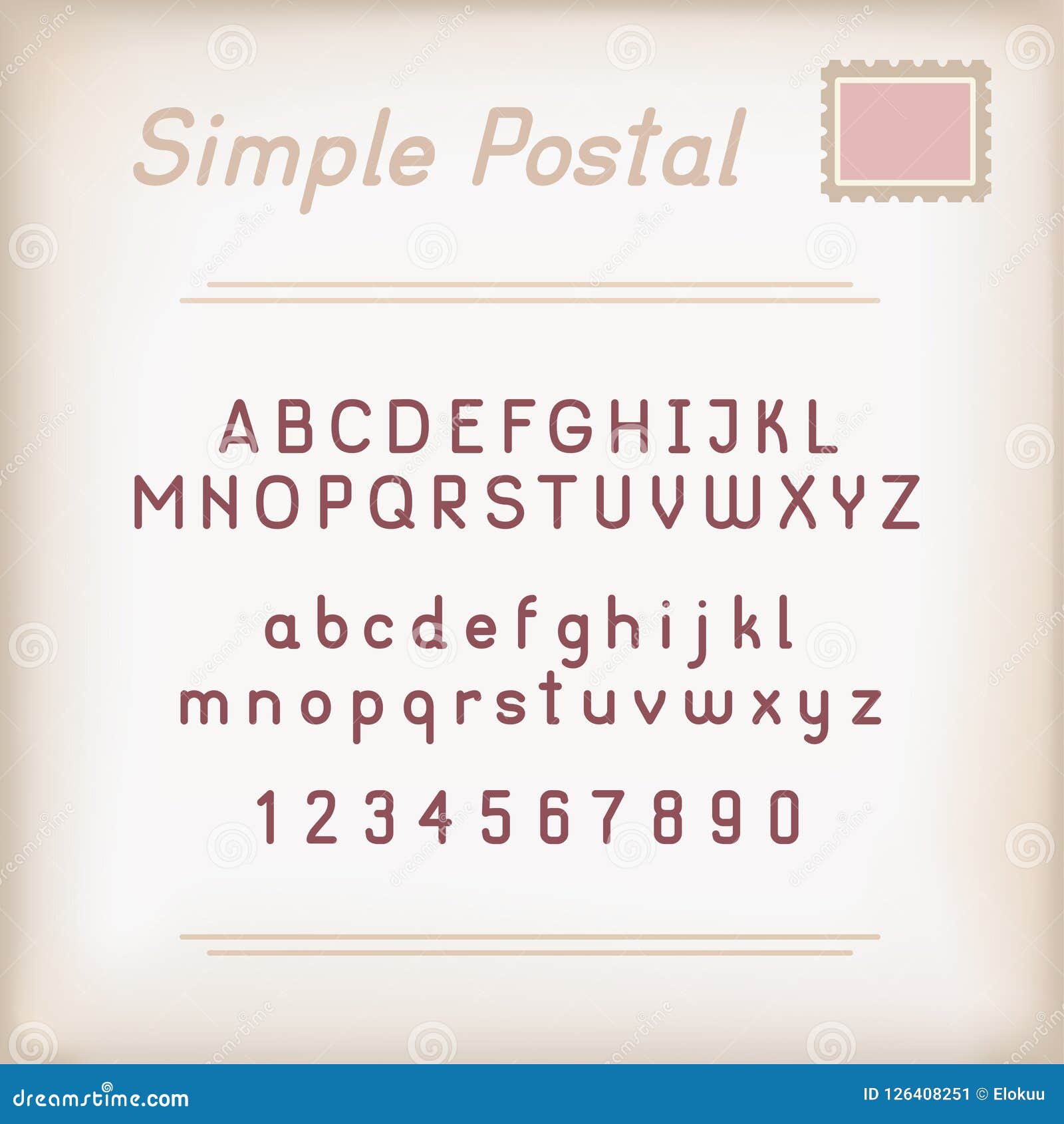 Simple postal alphabet stock vector. Illustration of handicraft - 126408251