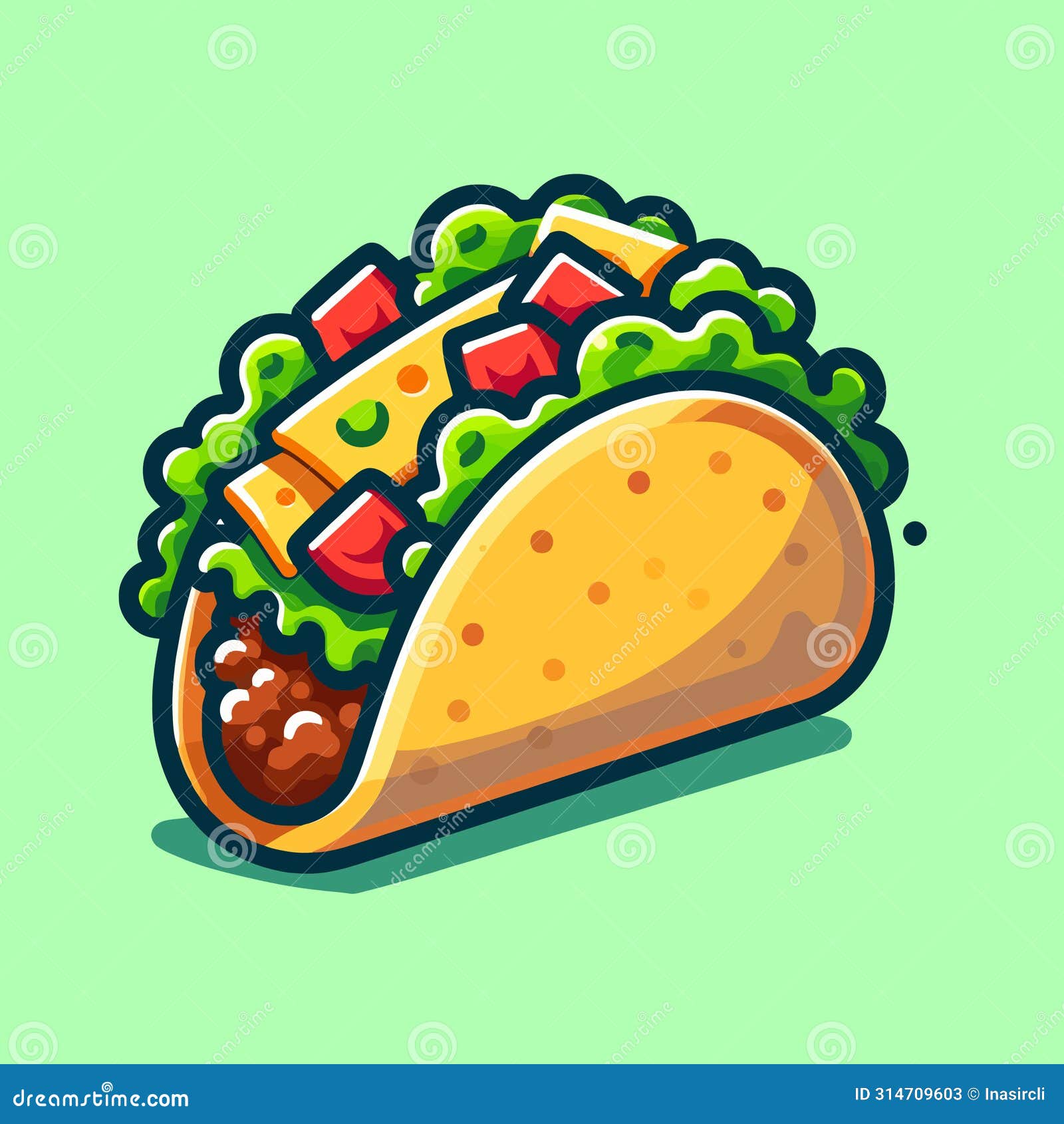 Vector Illustration of a Simple Taco Stock Vector - Illustration of ...