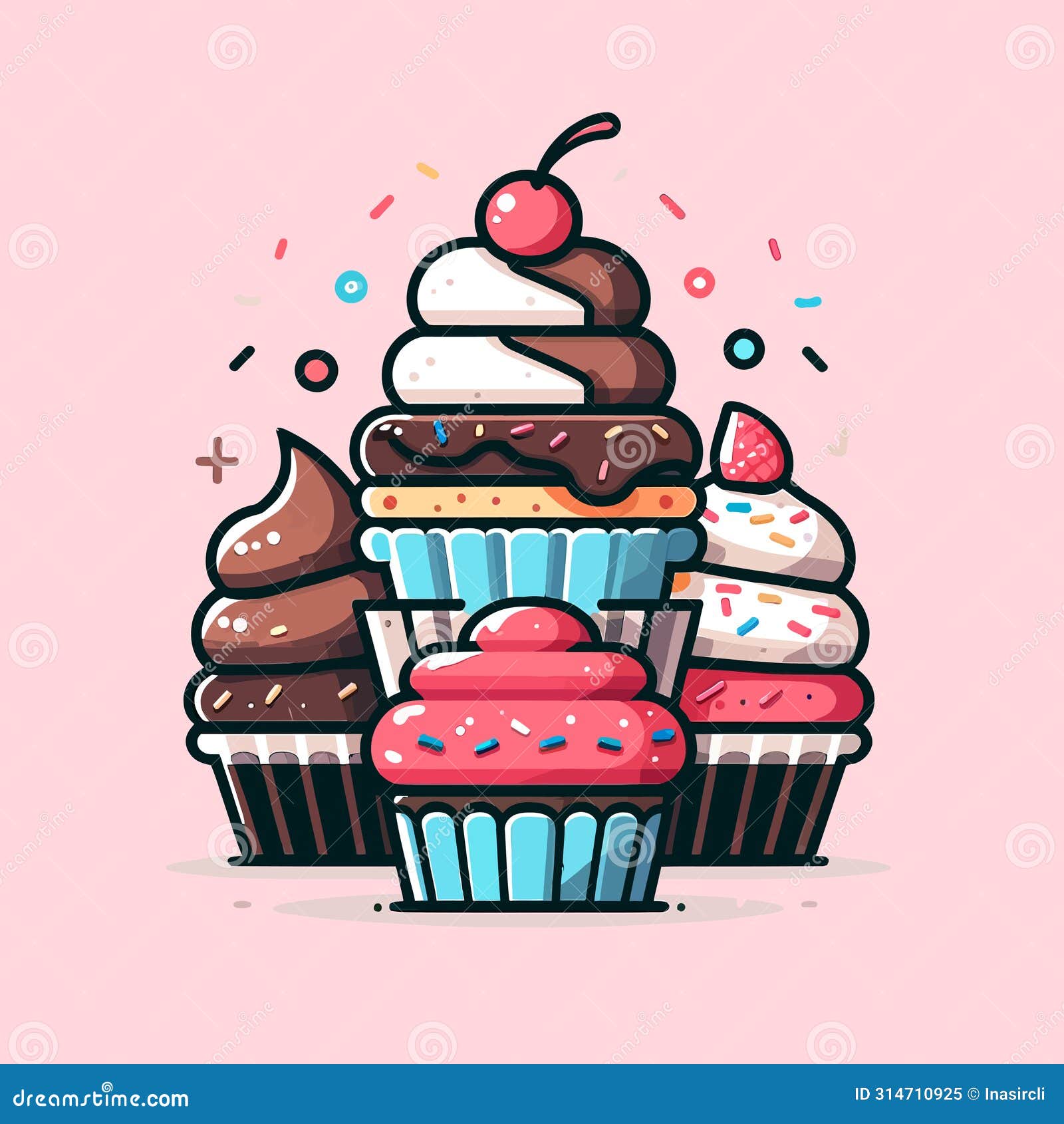 Vector Illustration Of Simple Vegan Cupcakes Stock Vector
