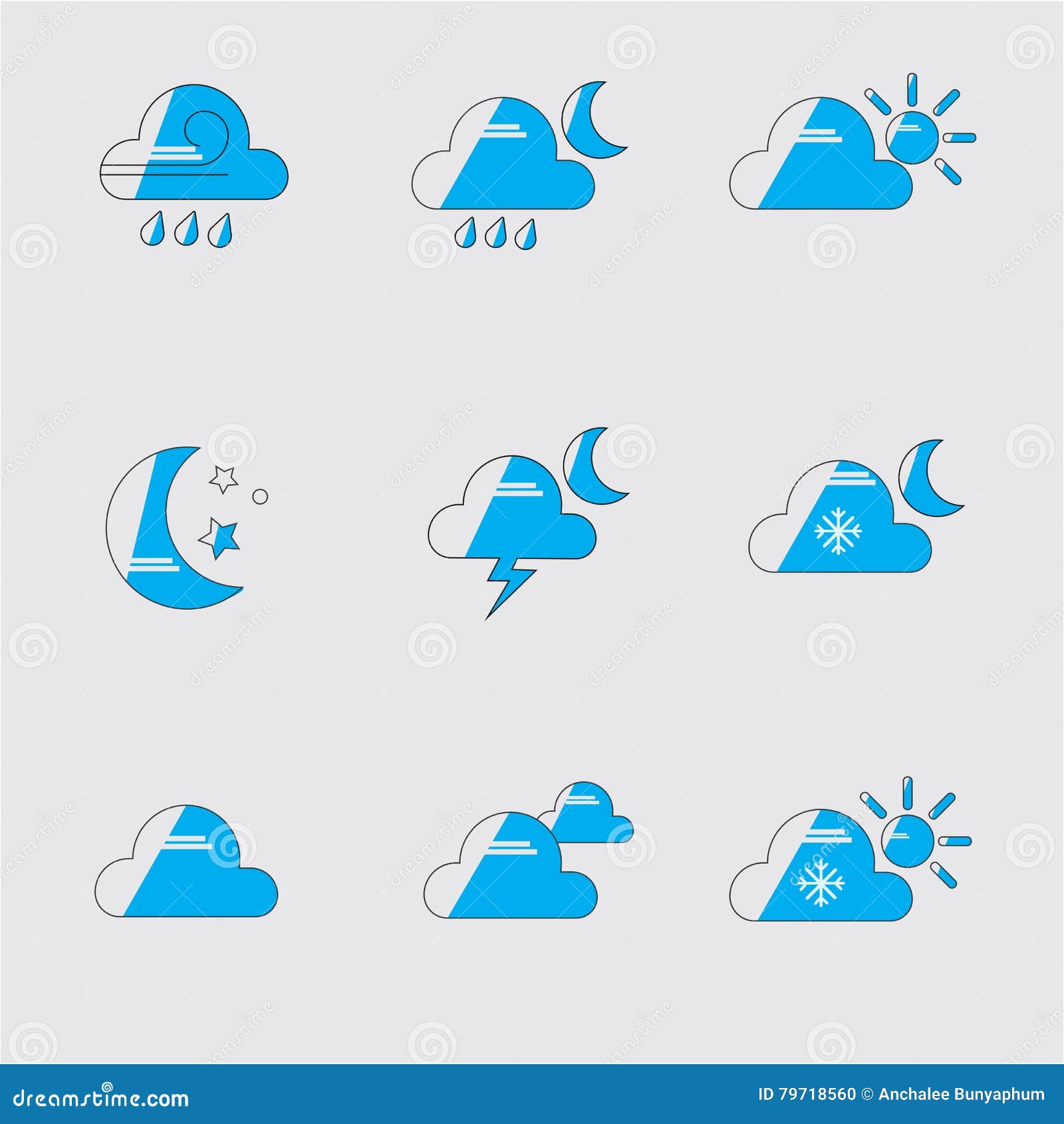 Vector Illustration of Simple Weather Icons Stock Illustration ...