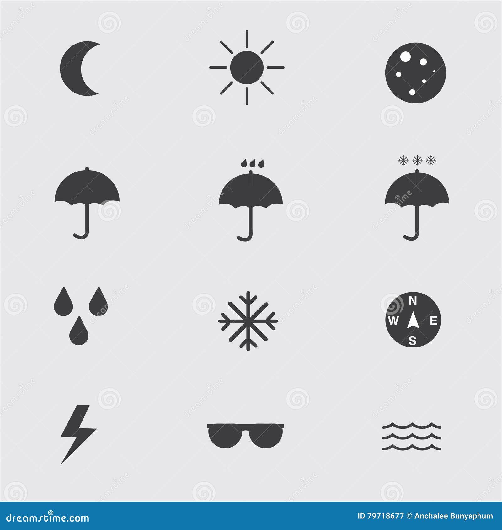 Vector Illustration of Simple Weather Icons Stock Illustration ...