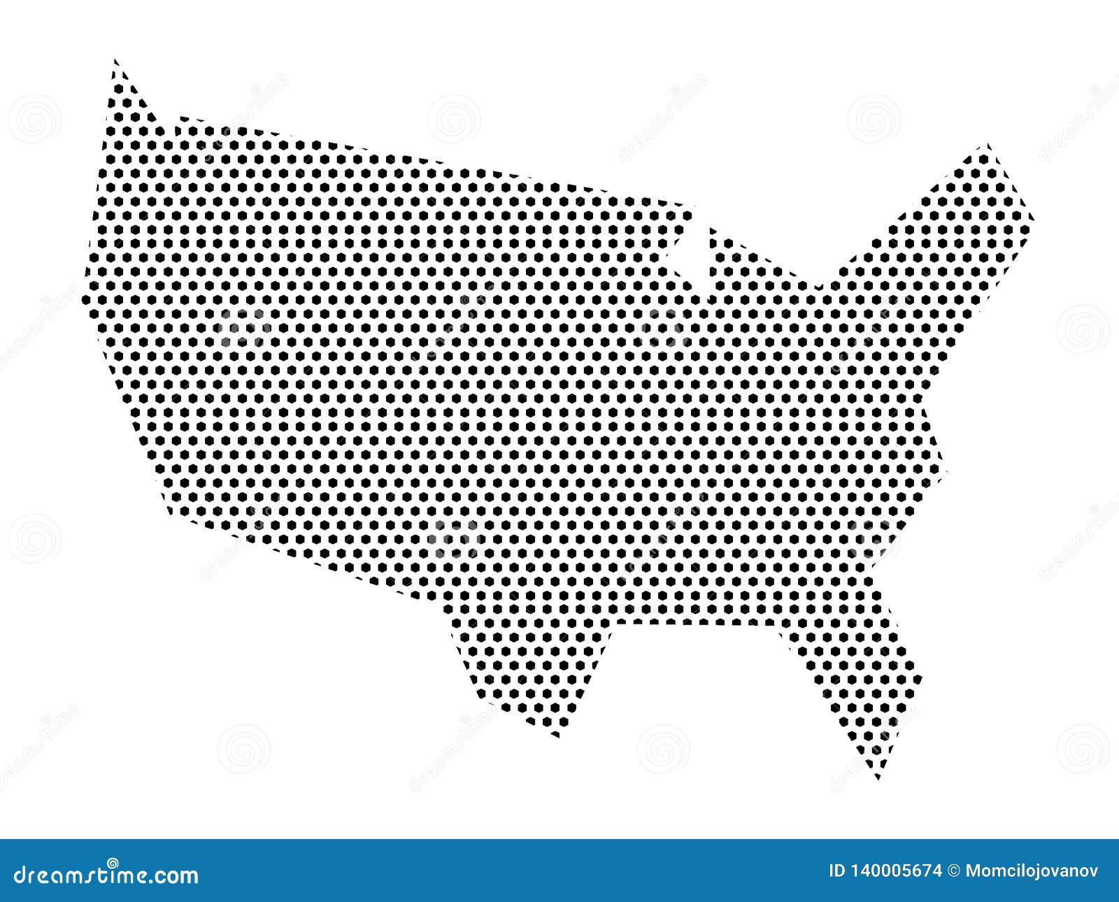 Simplified Dotted Pattern Map of USA Stock Vector - Illustration of ...