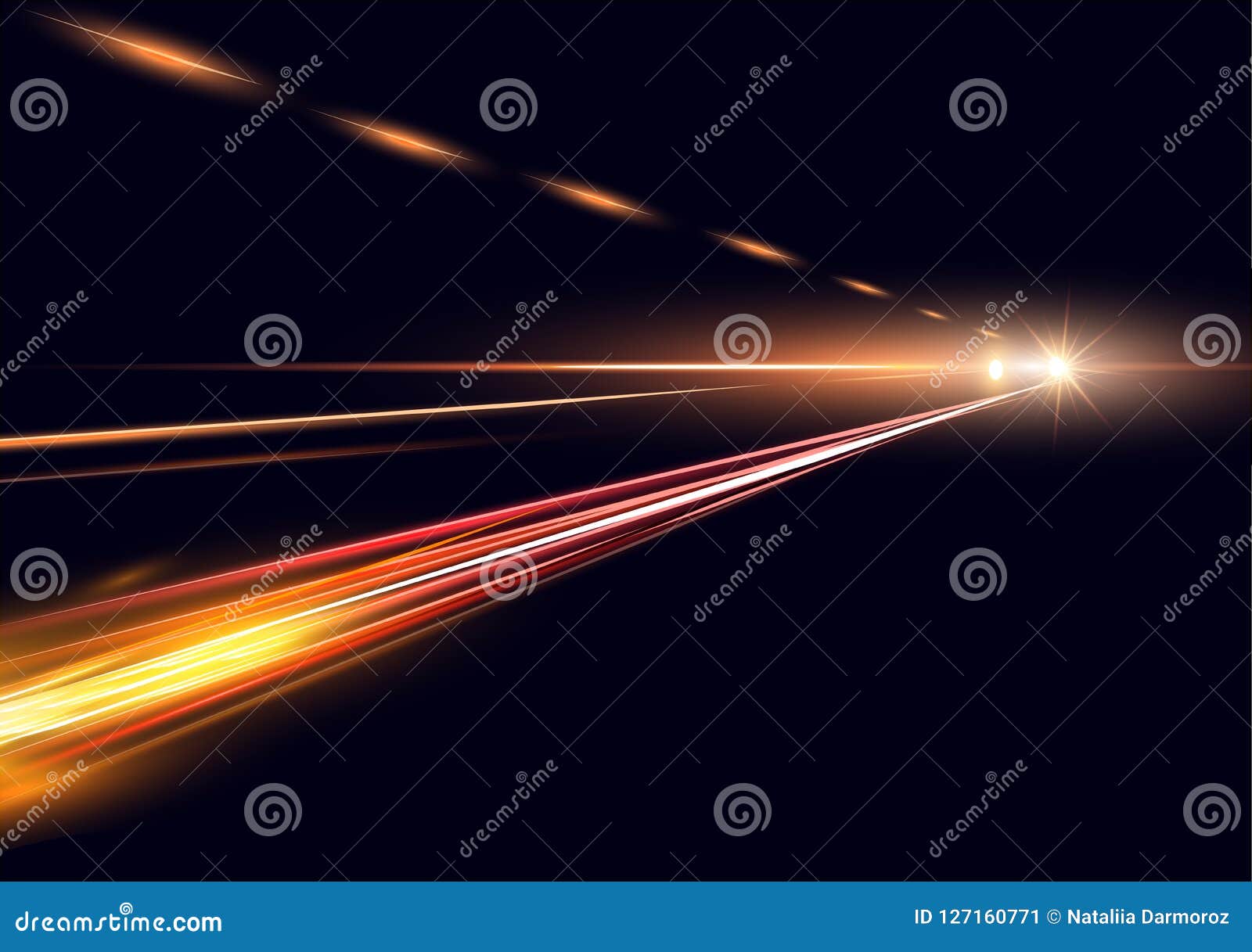 Vector Illustration Simulation of Night Traffic Long Exposure. High ...