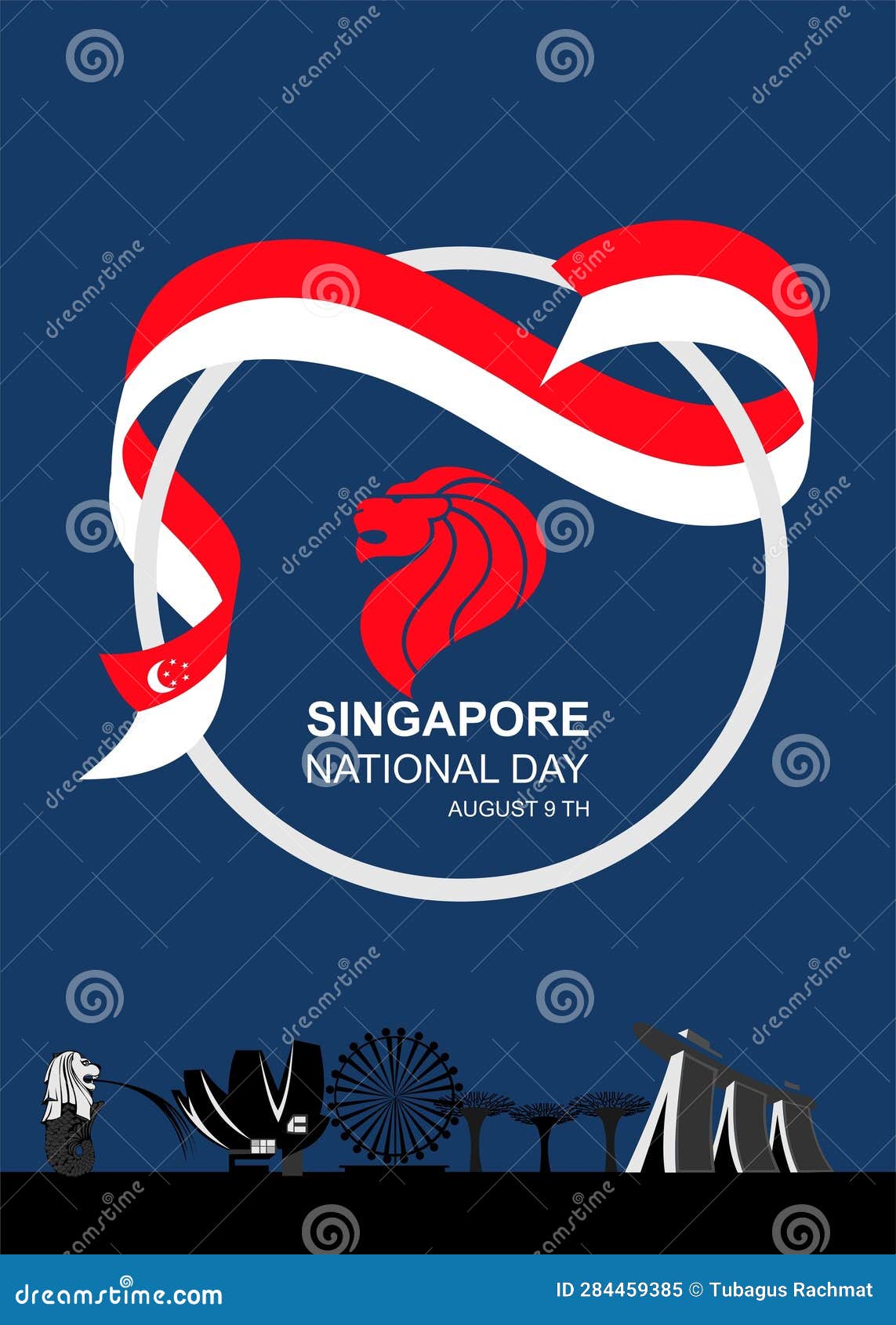 Singapore National Day editorial image. Illustration of vector - 284459385