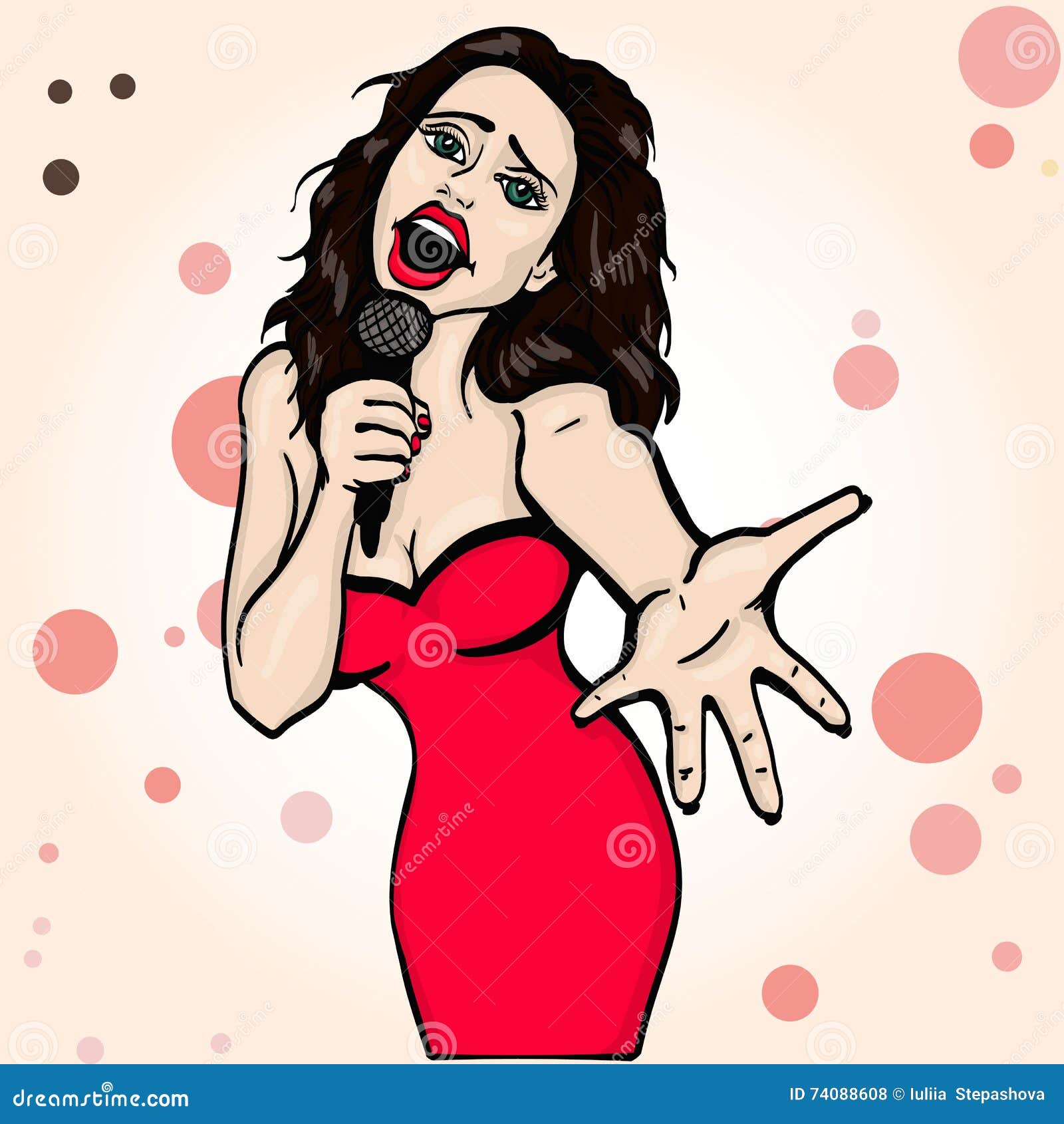 Vector Illustration of a Singing Woman . Stock Vector - Illustration of ...