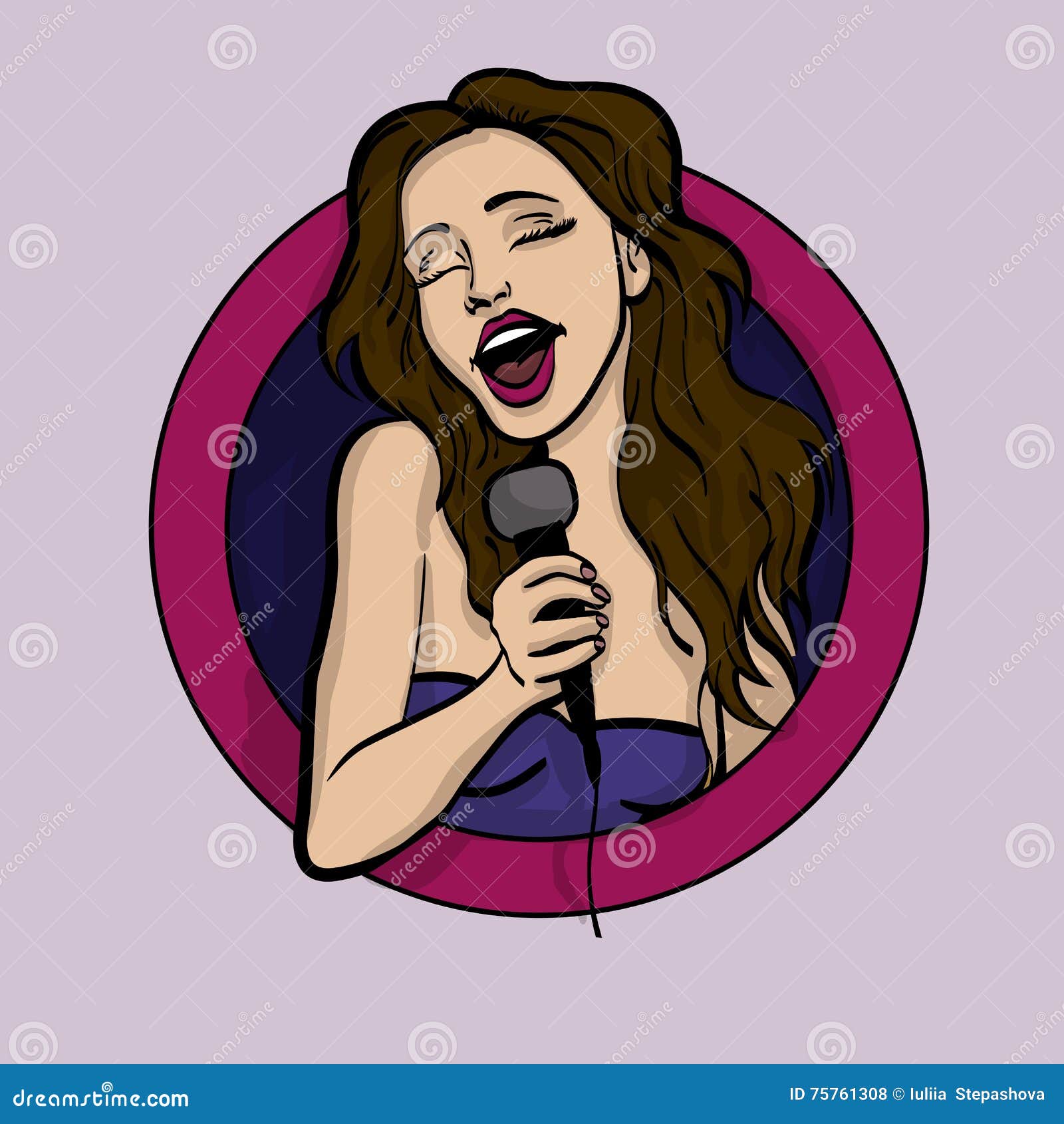 Vector Illustration of a Singing Woman . Stock Vector - Illustration of ...