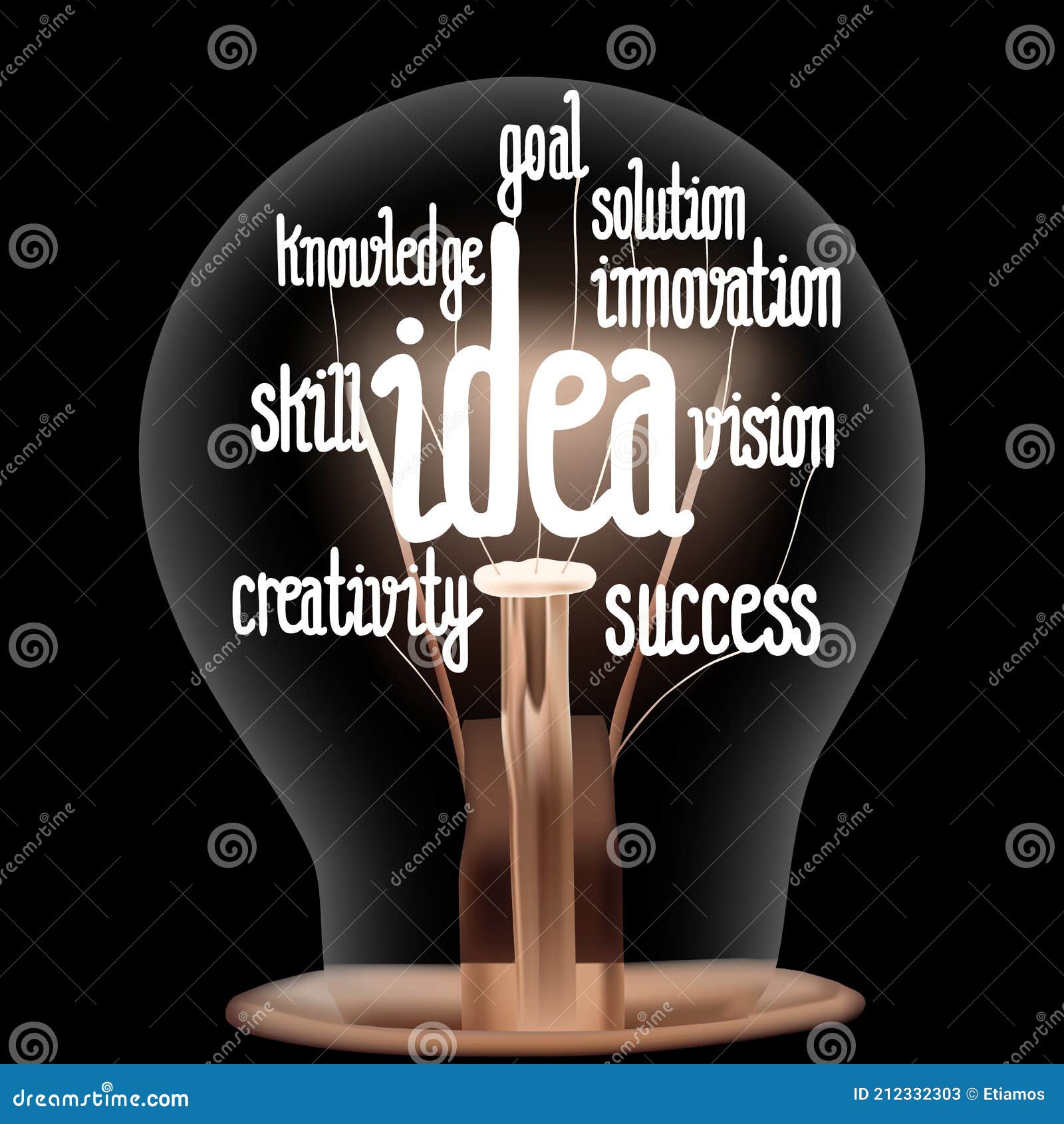Light Bulb with Idea Concept Stock Vector - Illustration of goal ...