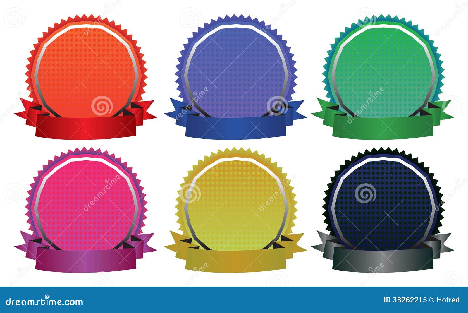 Vector Illustration of Six Colorful Badges Stock Vector - Illustration ...