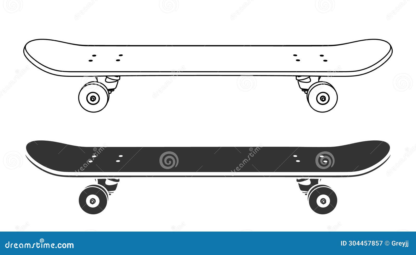 80s Skateboard With Side Rails Vector Illustration | CartoonDealer.com ...