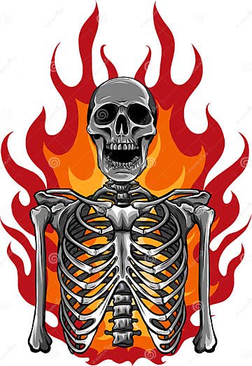 Vector Illustration of Skeleton in Flame Design Stock Vector ...