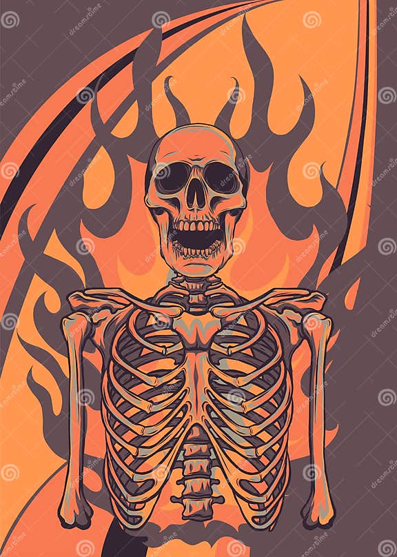 Vector Illustration of Skeleton in Flame Design Stock Vector ...