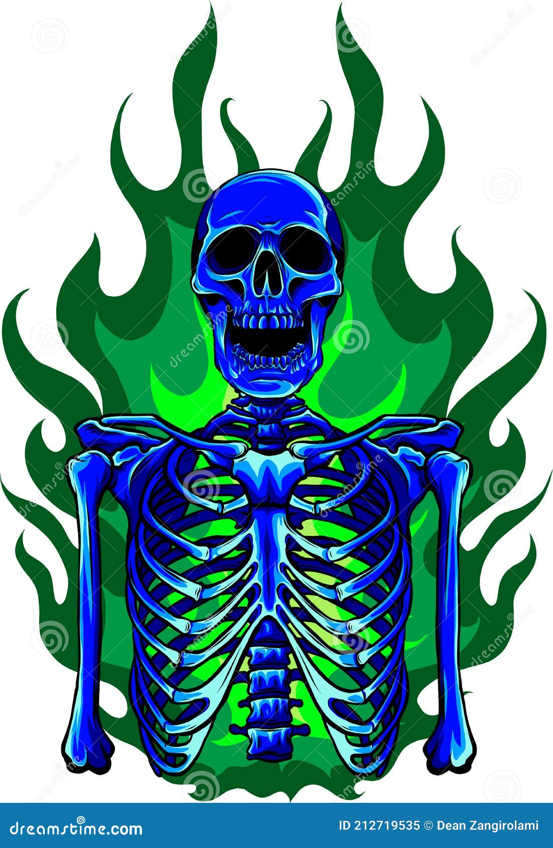 Vector Illustration of Skeleton in Flame Design Stock Vector ...