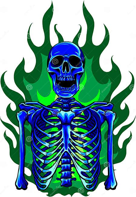 Vector Illustration of Skeleton in Flame Design Stock Vector ...