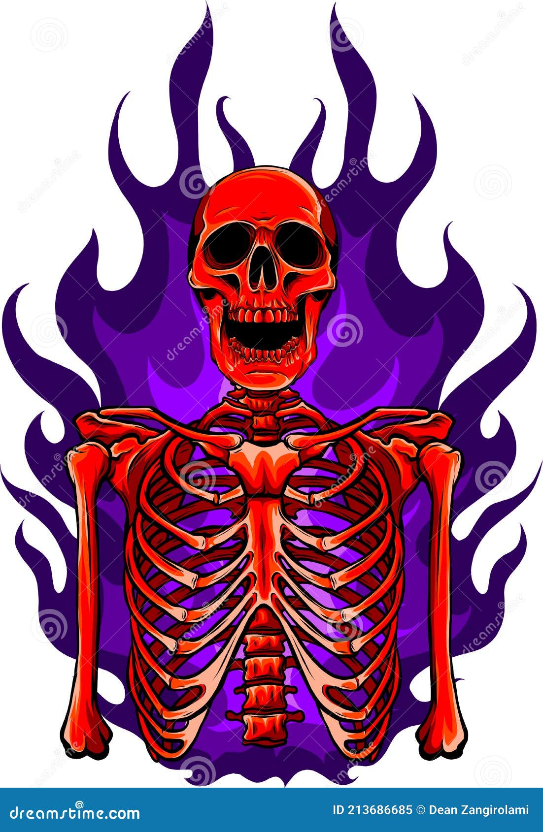 Vector Illustration of Skeleton in Flame Design Stock Vector ...