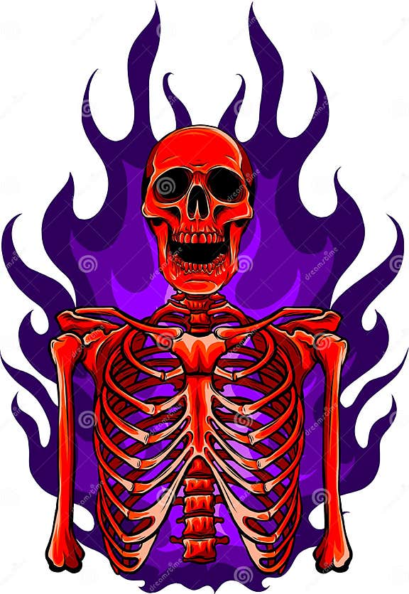 Vector Illustration of Skeleton in Flame Design Stock Vector ...