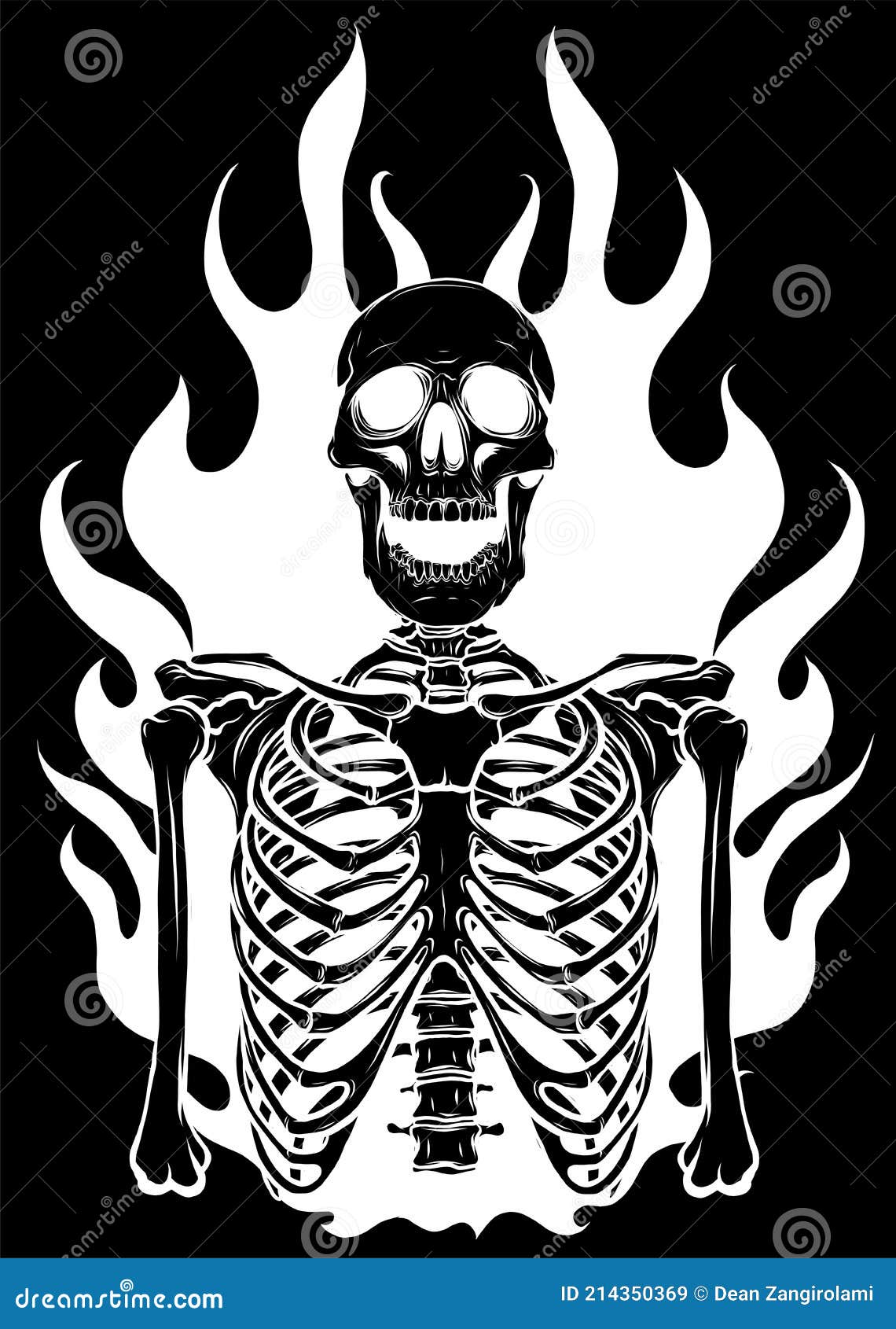 Vector Illustration of Skeleton in Flame Design Stock Vector ...