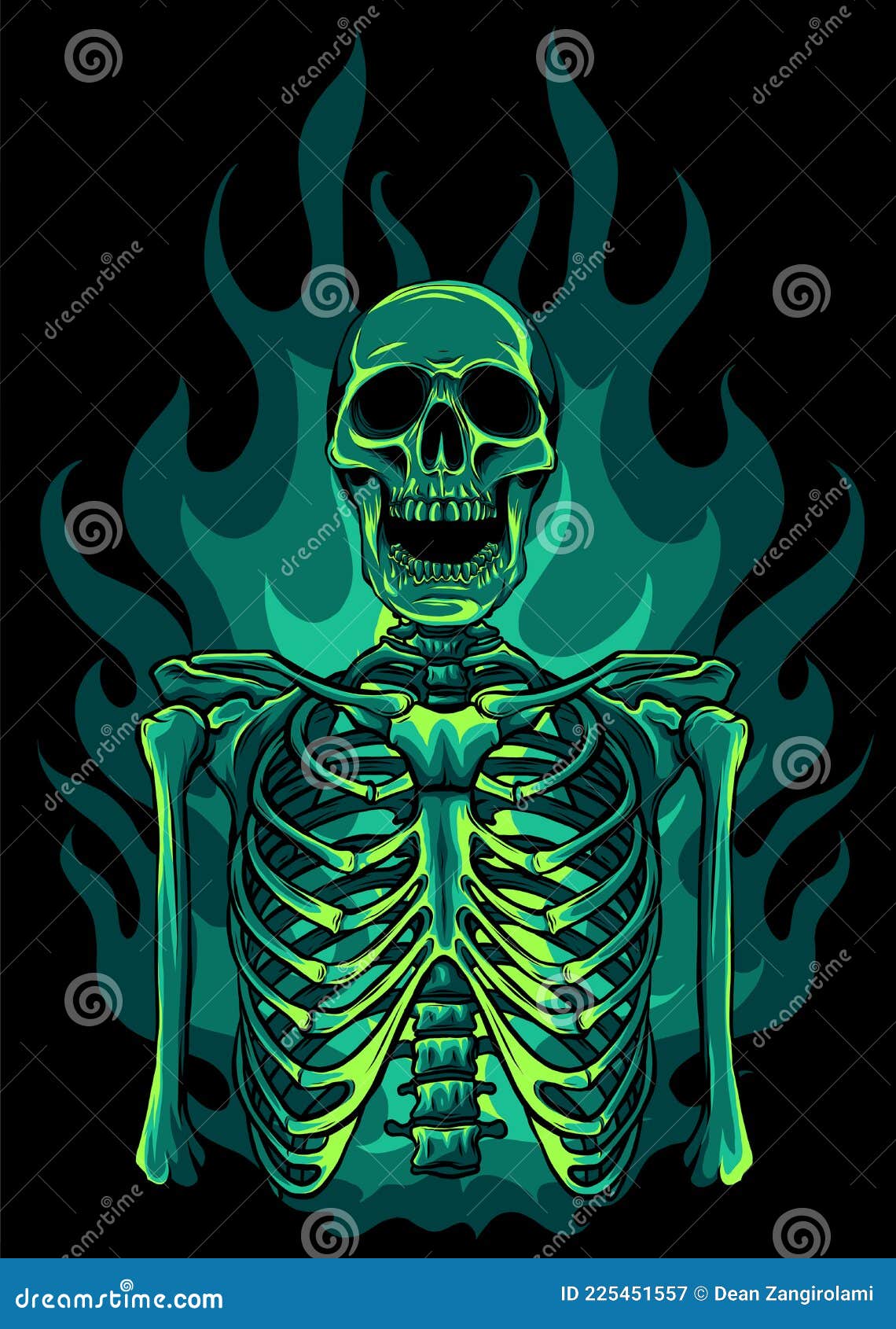 Vector Illustration of Skeleton in Flame Design Stock Vector ...