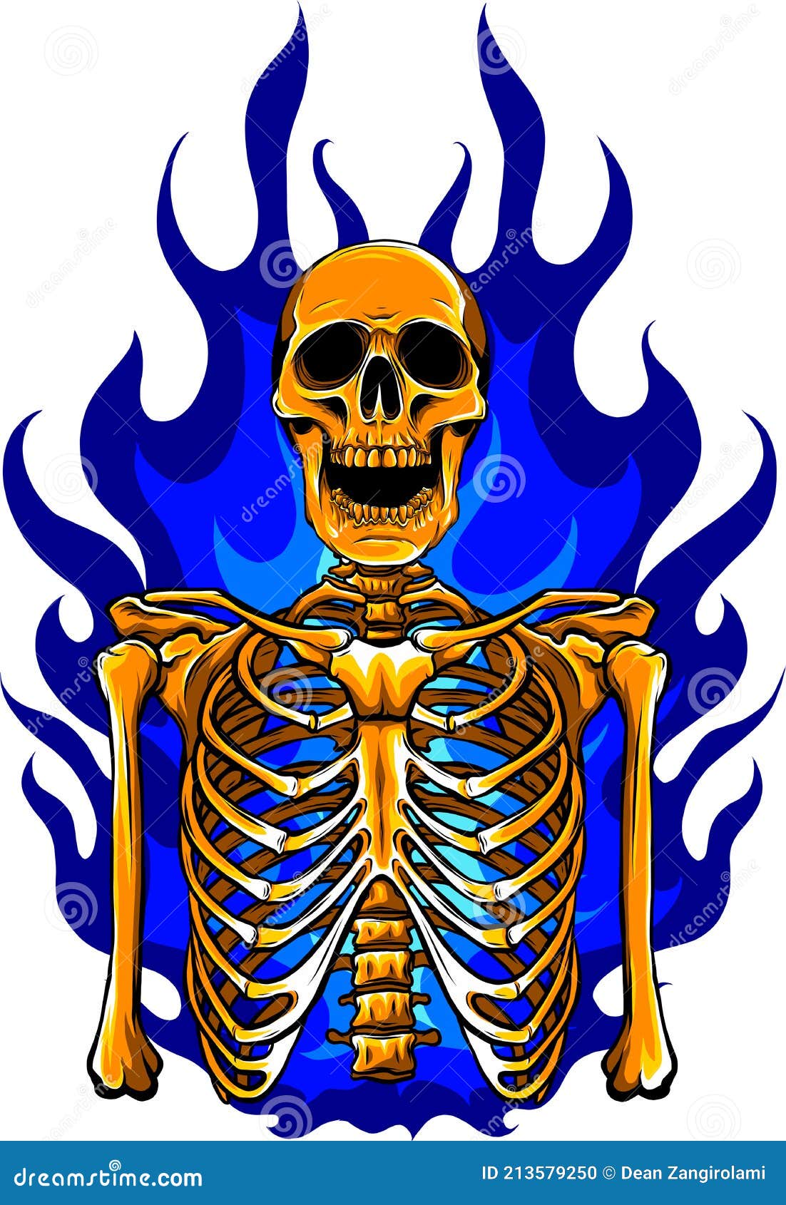 Human Gold Skeleton with Flames Vector Illustration Stock Vector ...