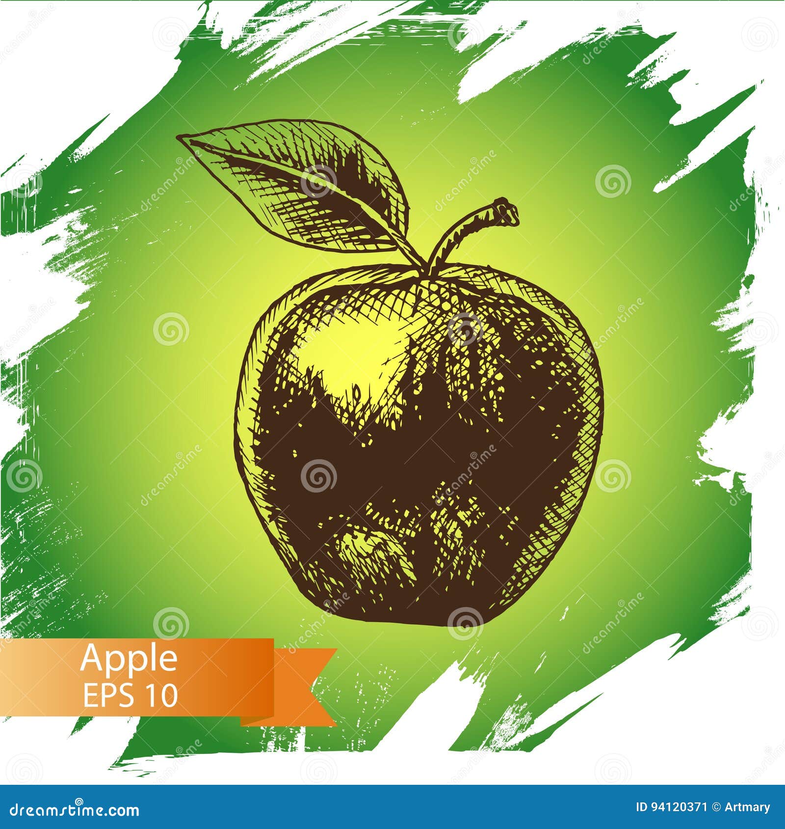 Vector Illustration Sketch - Apple. Illustration - Fruit. Stock ...