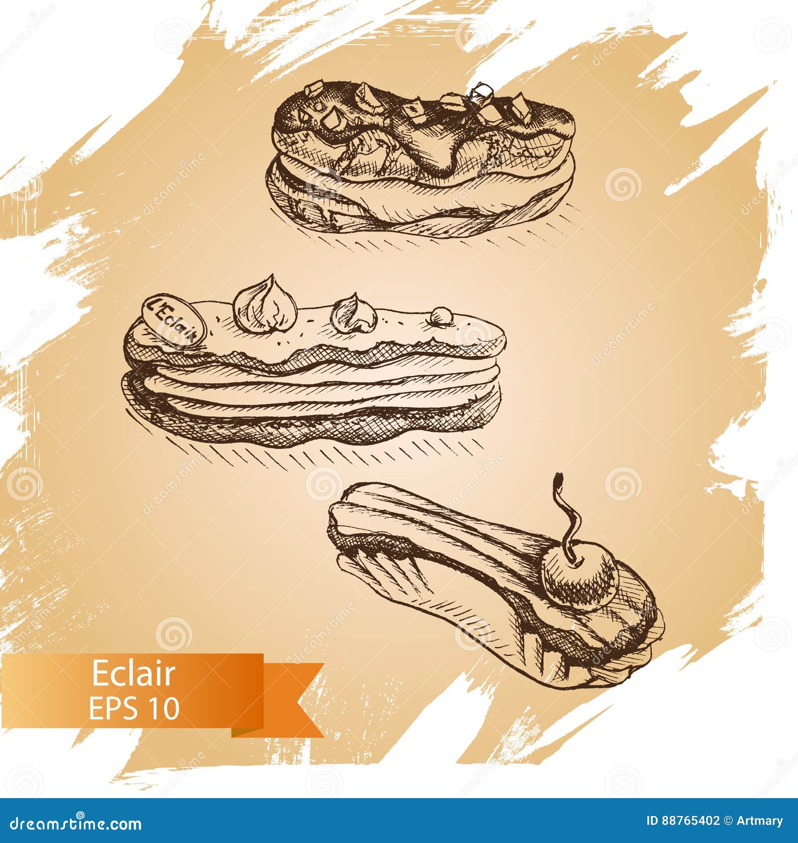 Vector Illustration Sketch Eclair. Stock Illustration - Illustration of ...