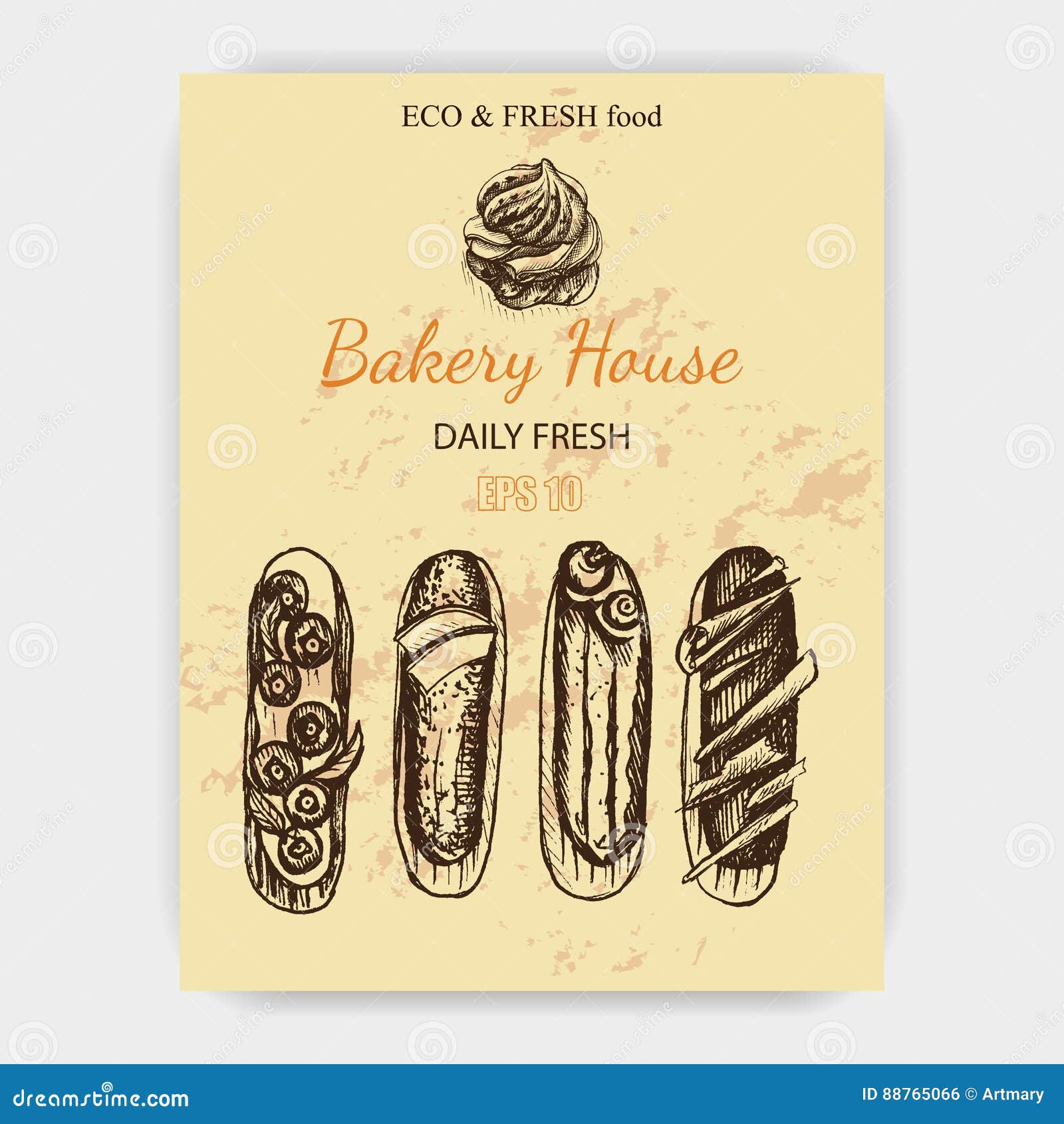 Vector Illustration Sketch Eclair. Card Menu. Stock Illustration ...
