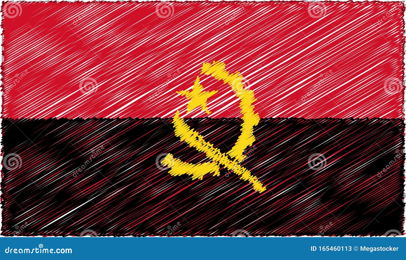 Vector Illustration of Sketch Style Angola Flag Stock Vector ...