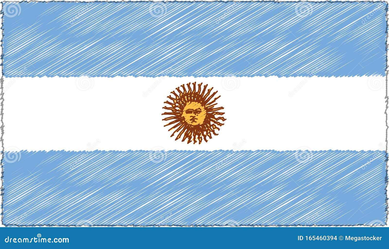 Vector Illustration of Sketch Style Argentina Flag Vektor Abbildung ...