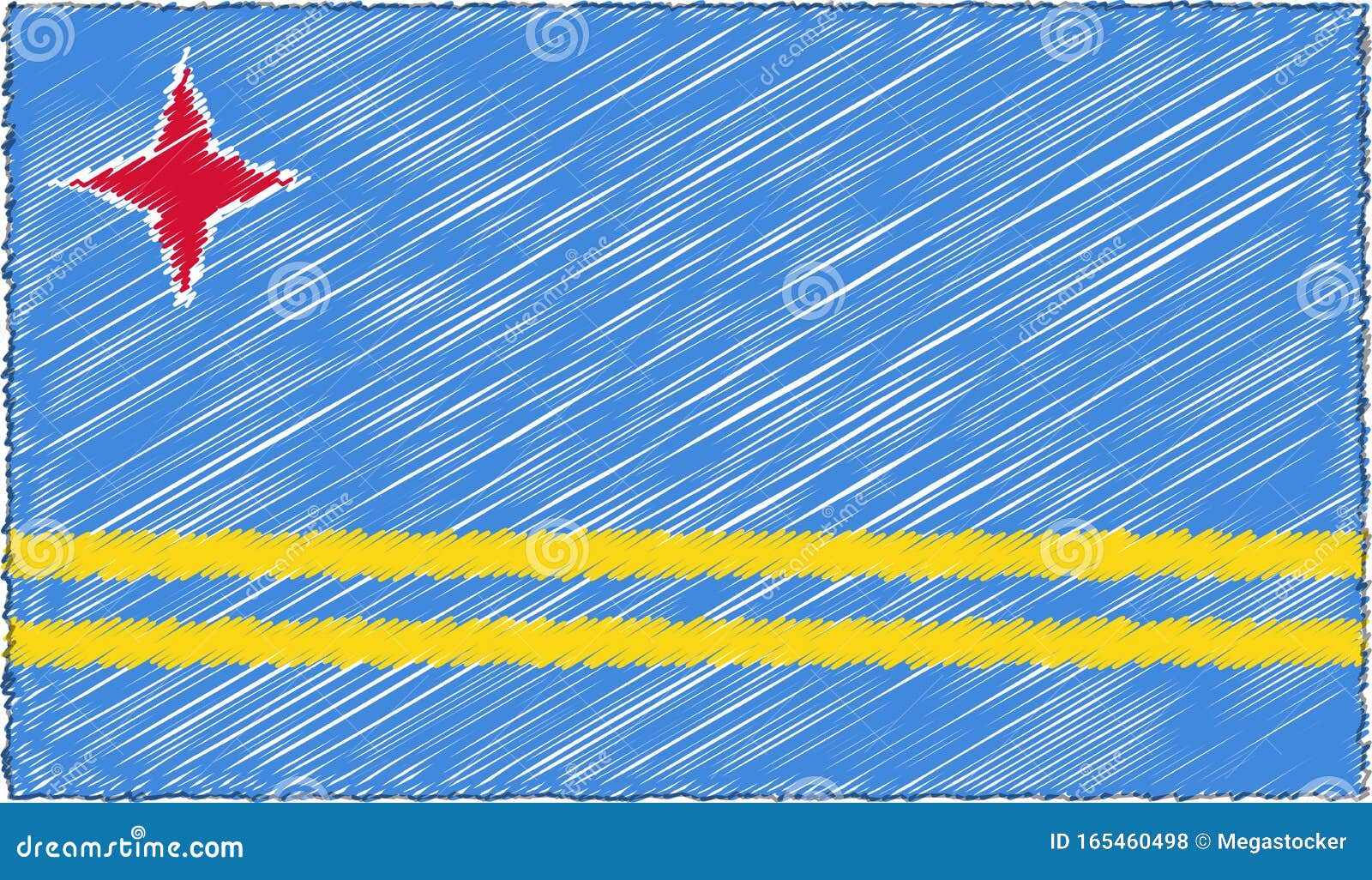 Vector Illustration of Sketch Style Aruba Flag Stock Vector ...