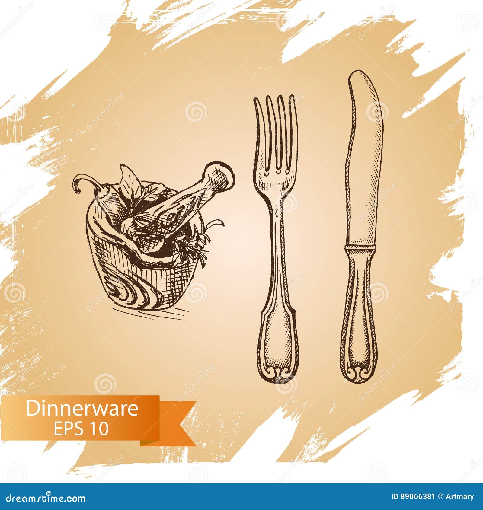 Vector Illustration Sketch - Tableware. Dinnerware Stock Illustration ...