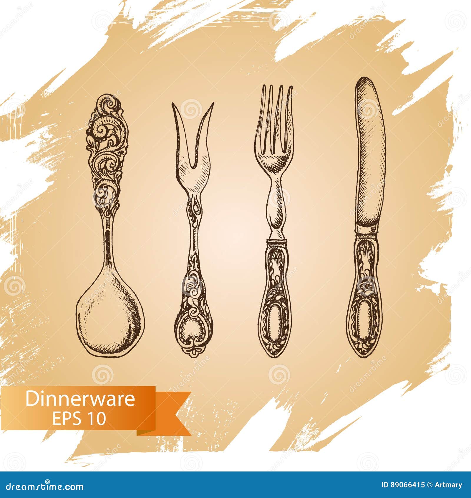 Vector Illustration Sketch - Tableware. Dinnerware Stock Illustration ...