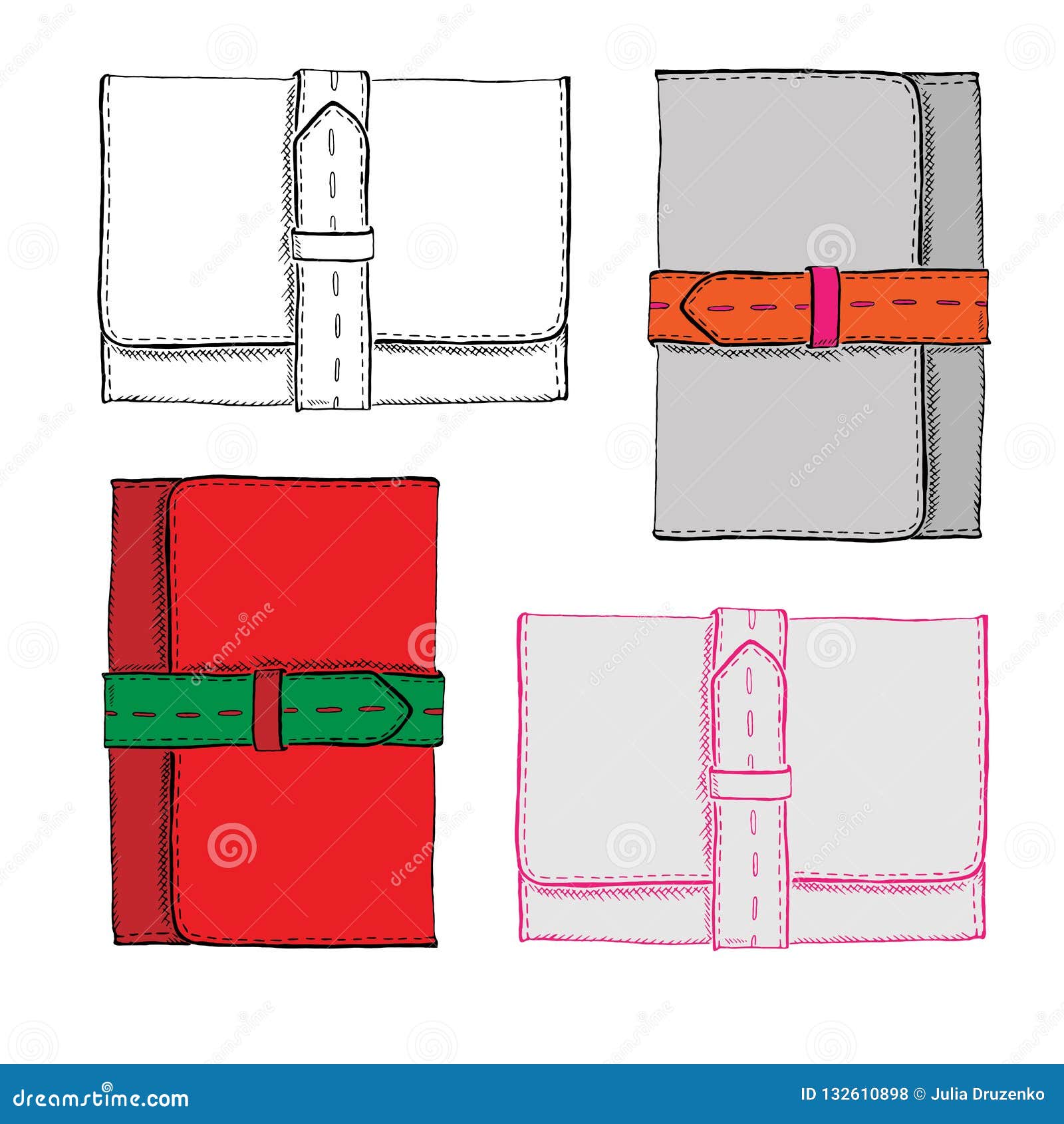 Vector Illustration Sketch Wallet Set Stock Illustration - Illustration ...