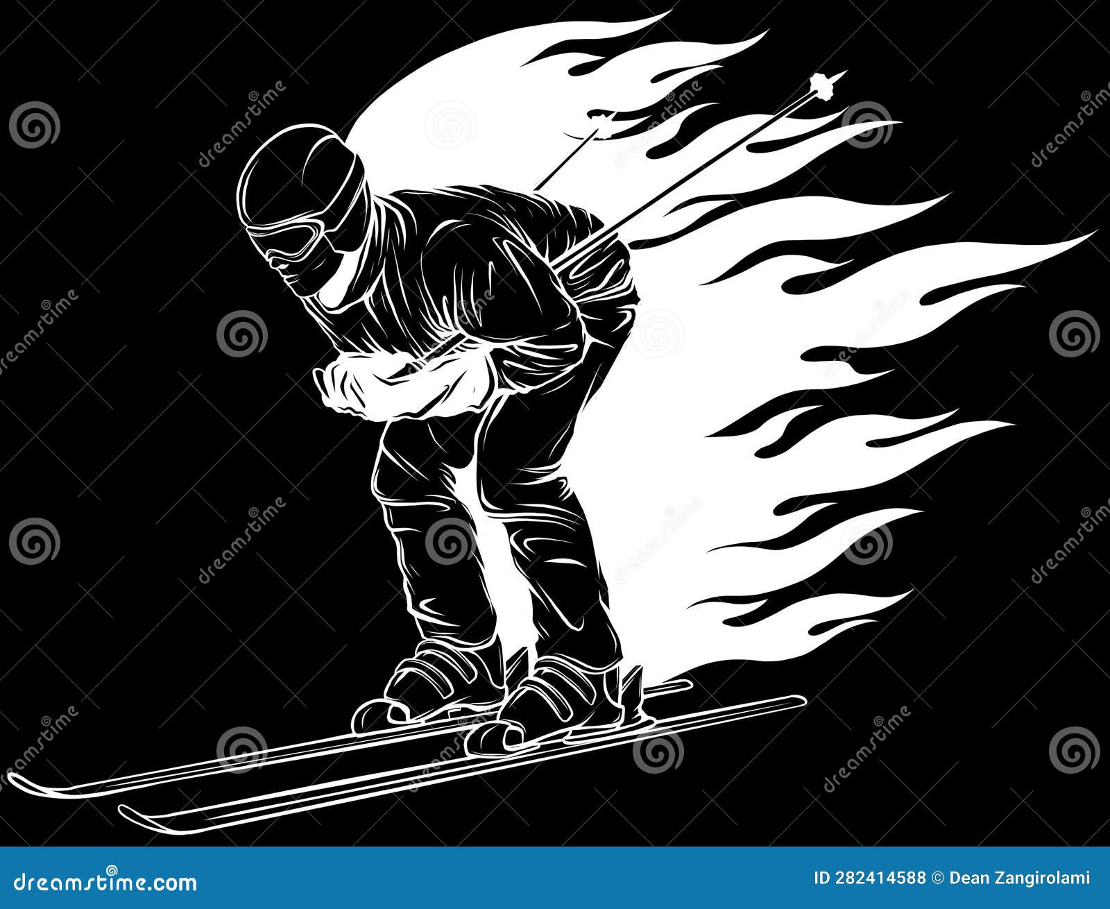 Vector Illustration of Skiern in Black Outline Stock Vector ...