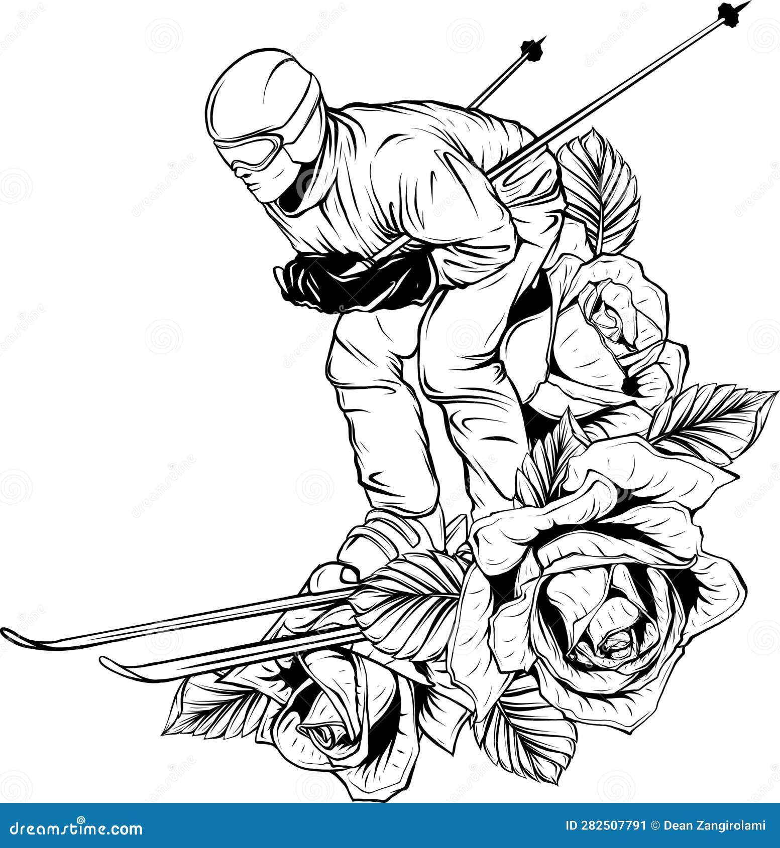 Vector Illustration of Skiern in Black Outline Stock Vector ...