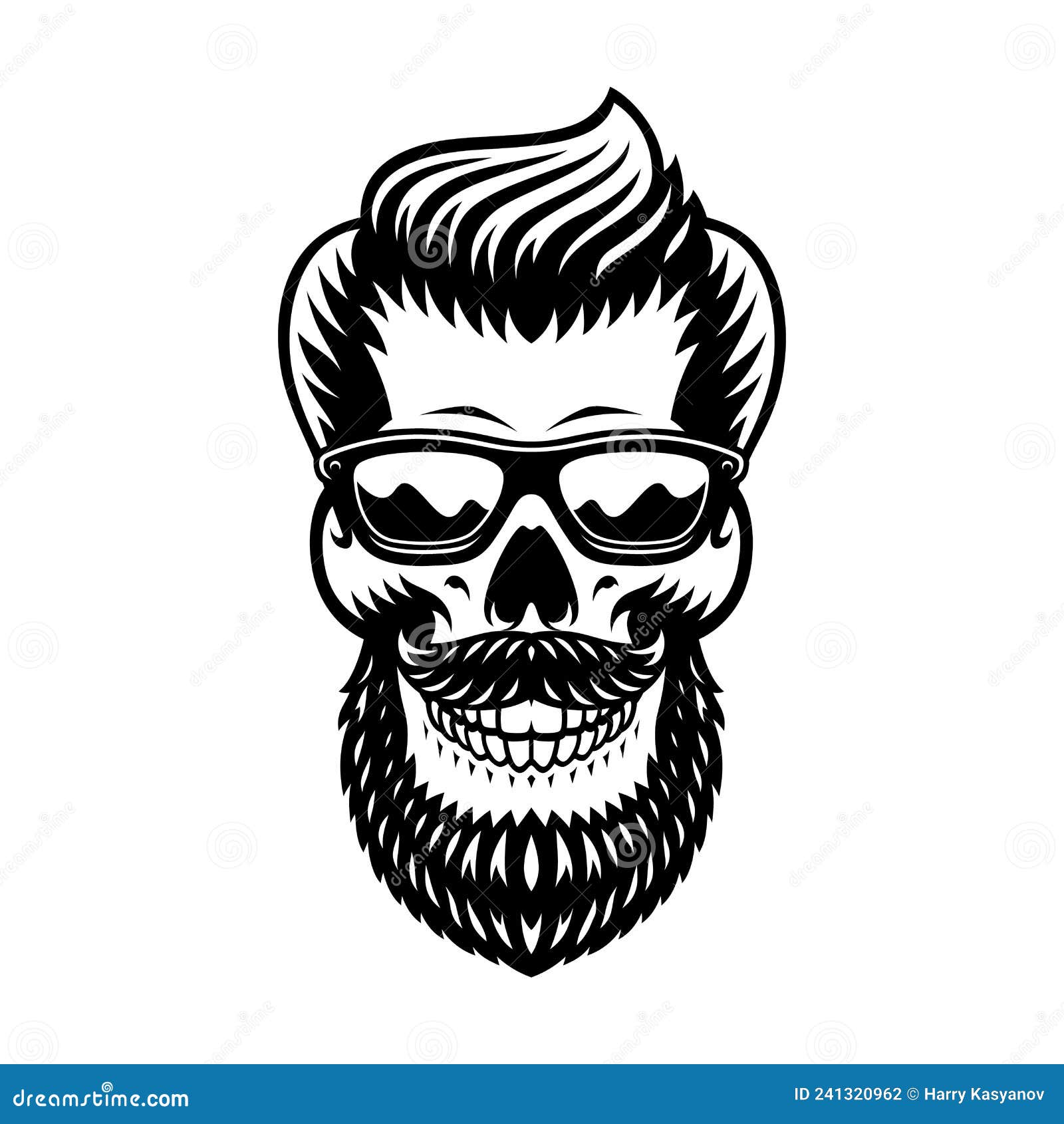 Vector Illustration Skull with a Beard Stock Vector - Illustration of ...