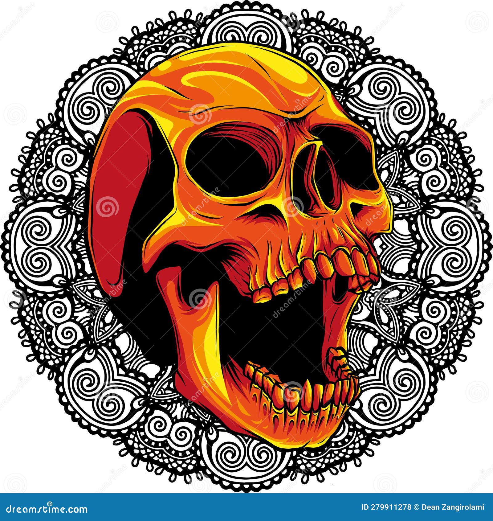Vector Illustration of Skull with Mandala on Background Stock Vector ...