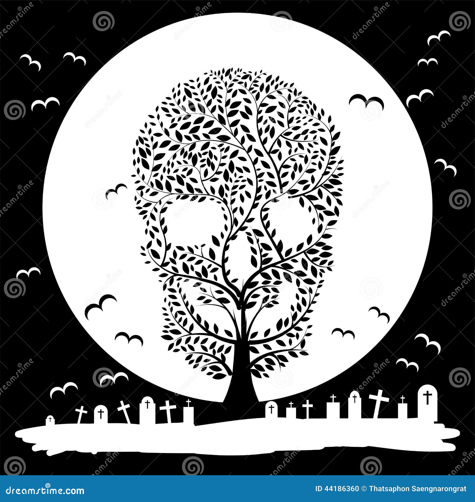 Skull Tree Roots Cartoon Vector | CartoonDealer.com #43939883