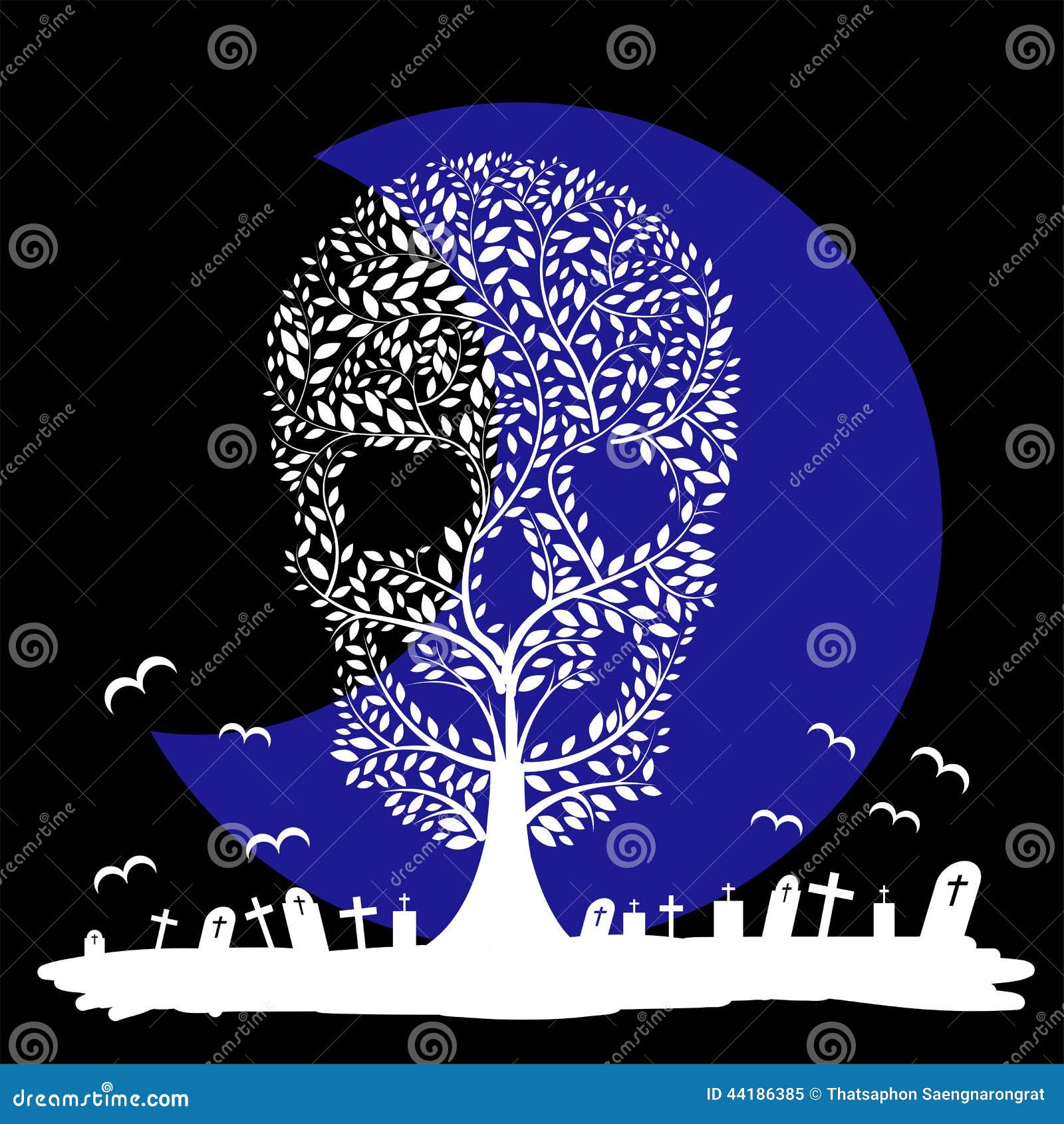 Skull Tree Roots Cartoon Vector | CartoonDealer.com #43939883