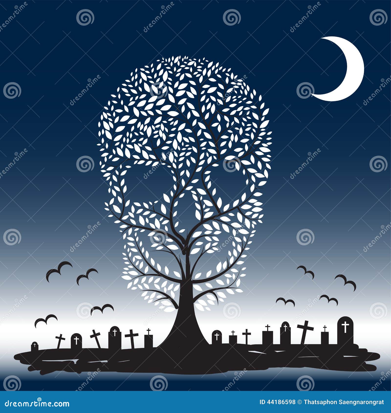 Skull Tree Roots Cartoon Vector | CartoonDealer.com #43939883