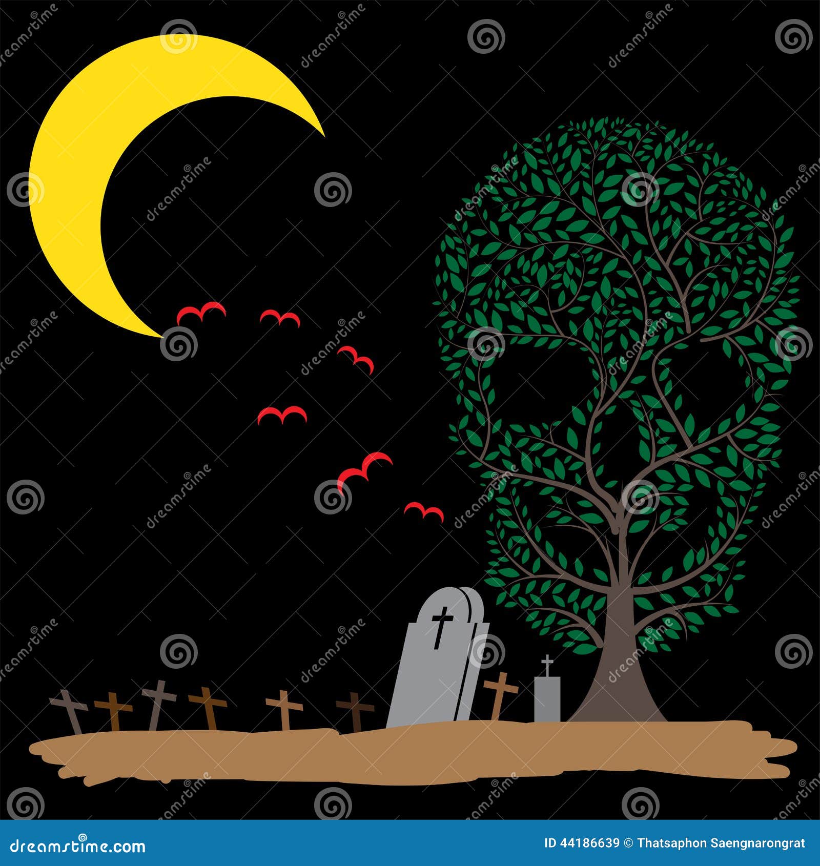 Skull Tree Roots Cartoon Vector | CartoonDealer.com #43939883