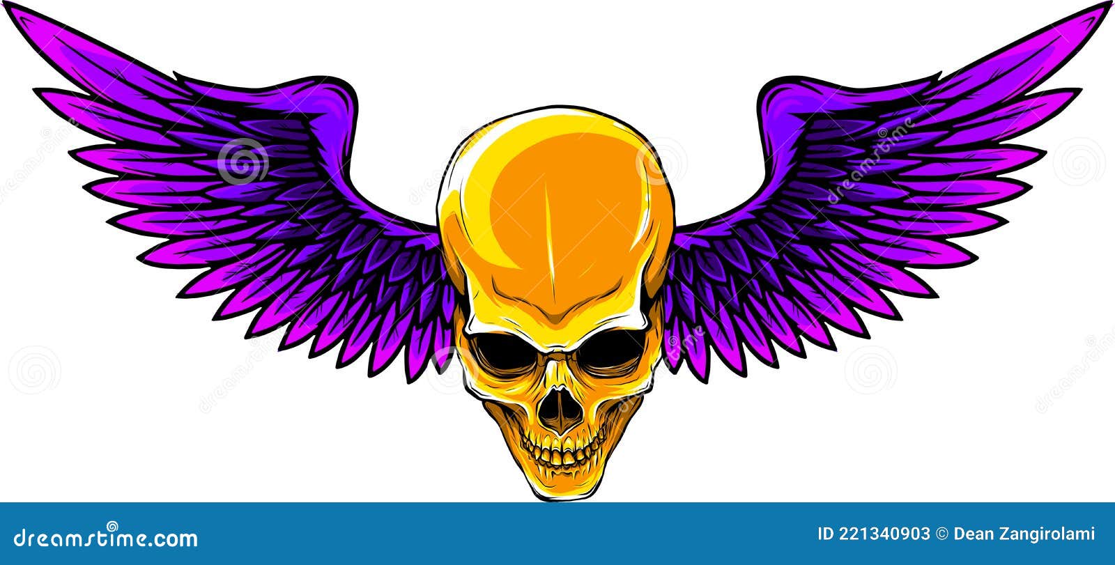 Vector Illustration of Skull with Bird Wings Stock Vector ...