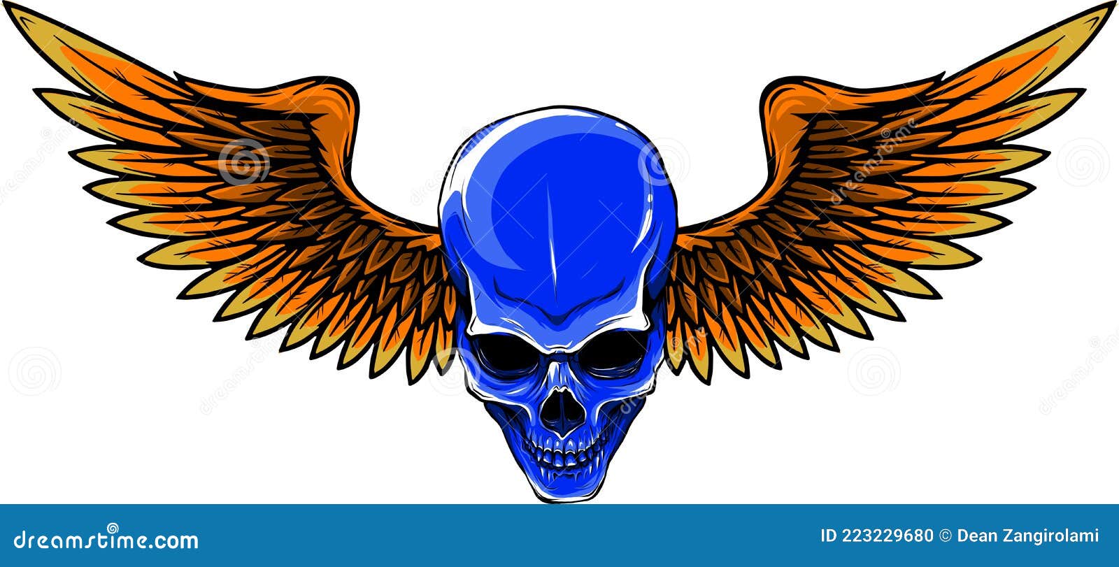 Vector Illustration of Skull with Bird Wings Stock Vector ...