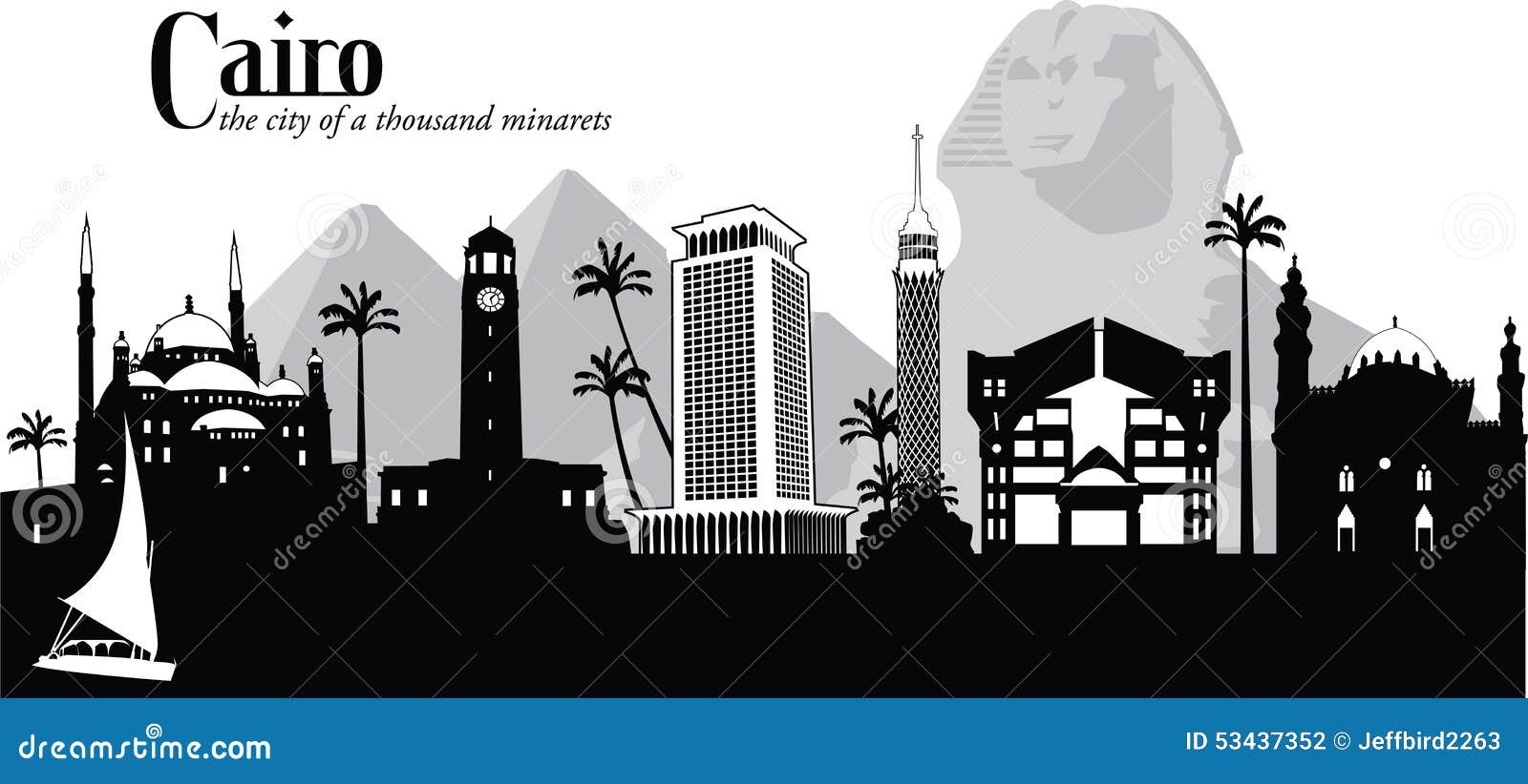 Vector Illustration of Skyline of Cairo, Egypt Stock Illustration ...